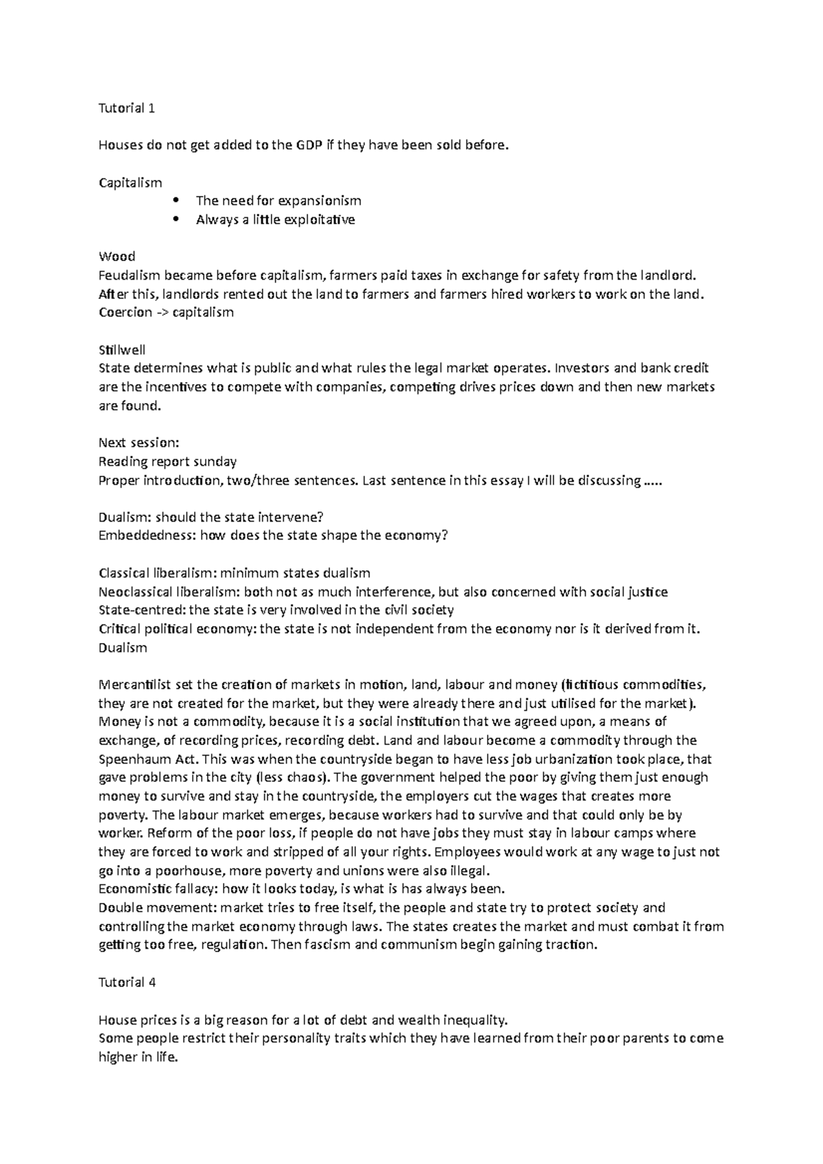 FPE finals - all information on the lectures - Tutorial 1 Houses do not ...