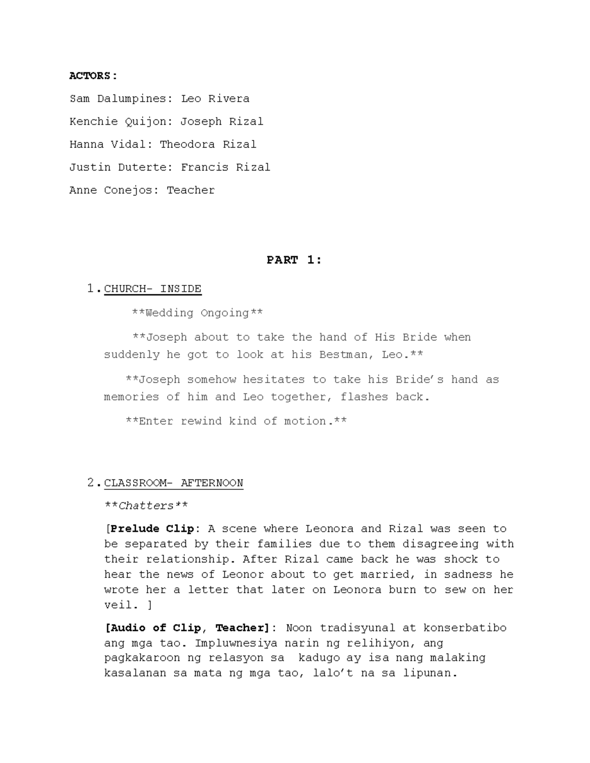 CMFF- Script-24 - It's helpful. - ACTORS: Sam Dalumpines: Leo Rivera ...