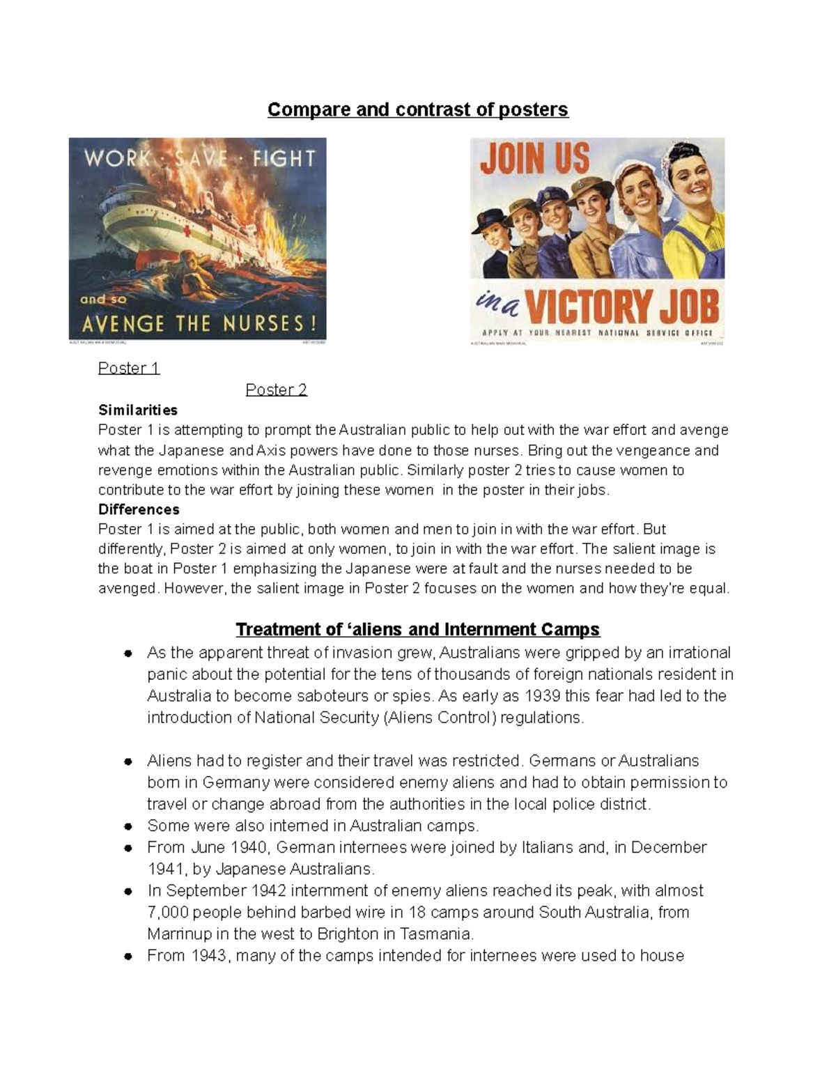 Compare and contrast of posters(History) - Compare and contrast of ...