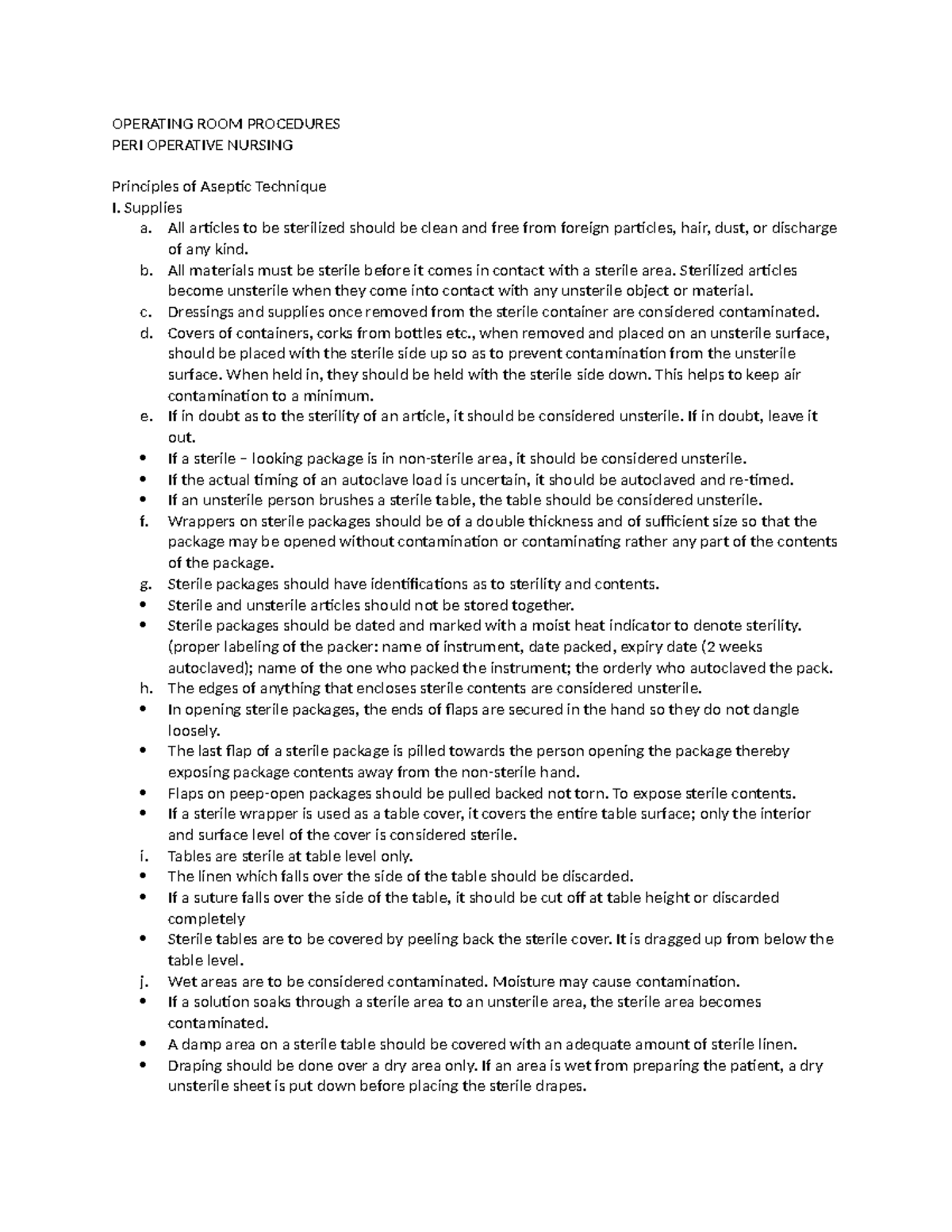 Operating ROOM Procedures - OPERATING ROOM PROCEDURES PERI OPERATIVE ...