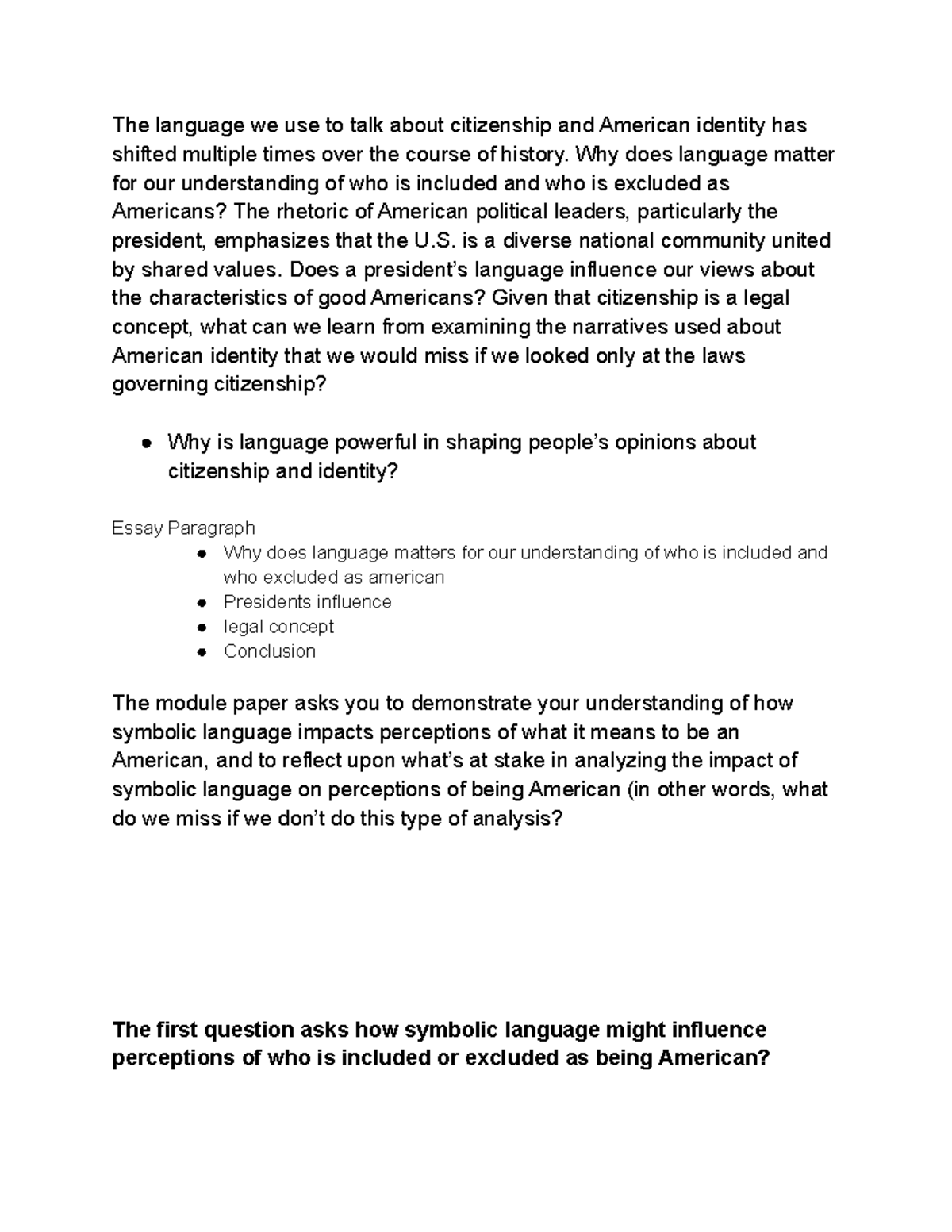 CORE-Political Science final paper notes - The language we use to talk ...