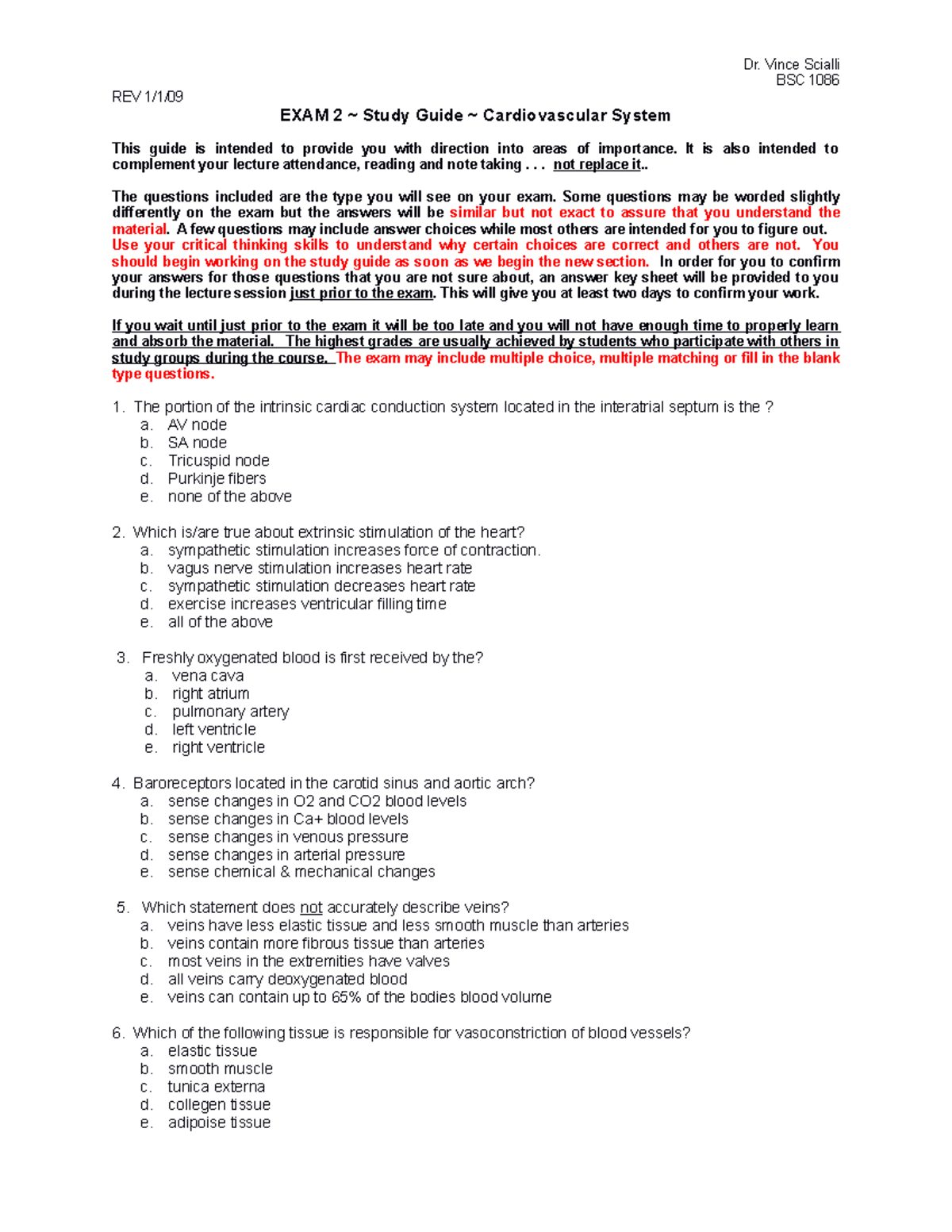 2-x exam 2-study guide-cardiovascular - bsc1005 - Studocu