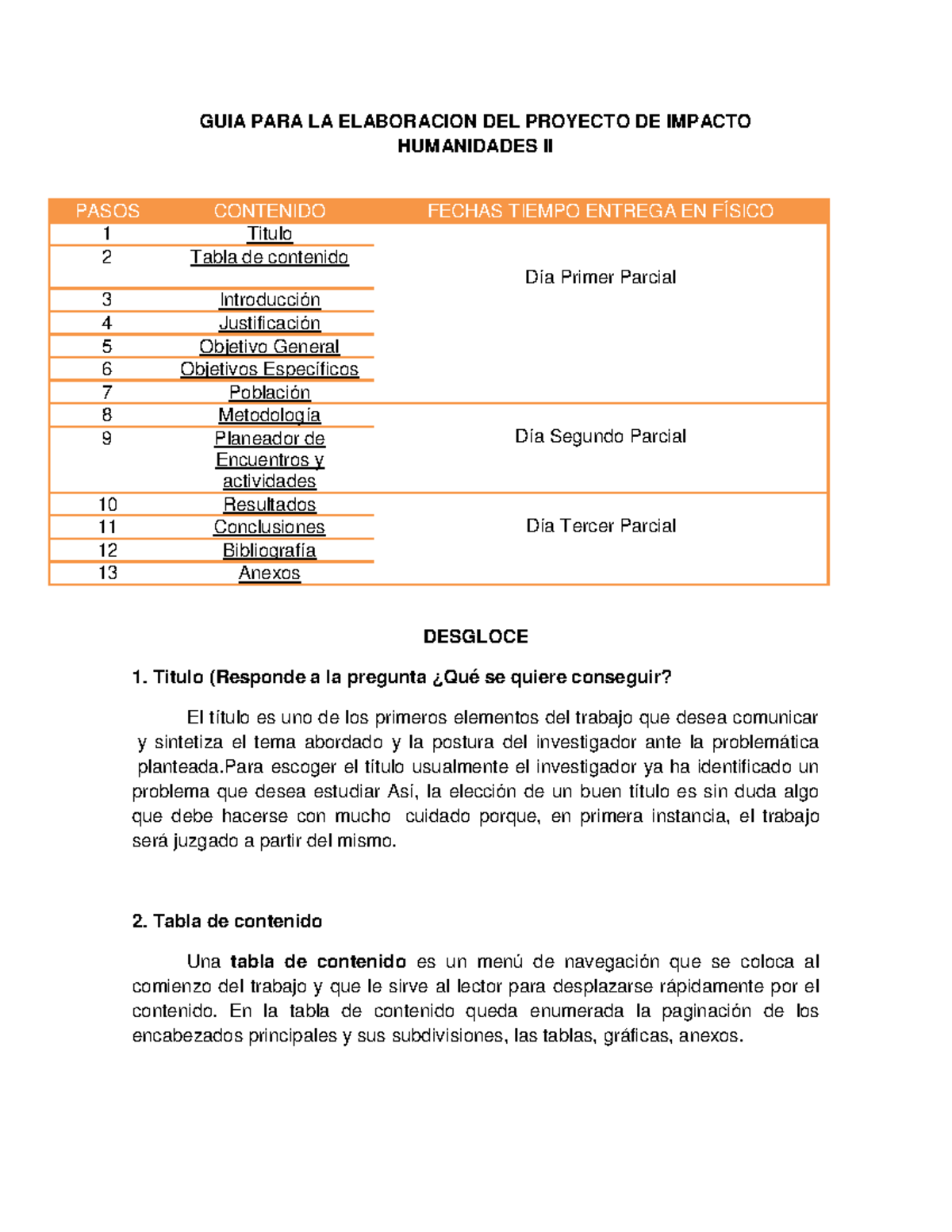 GUIA PARA LA Elaboracion DEL Proyecto DE Impacto Humanidades II - GUIA ... GUIA PARA LA Elaboracion DEL Proyecto DE Impacto Humanidades II - GUIA ...