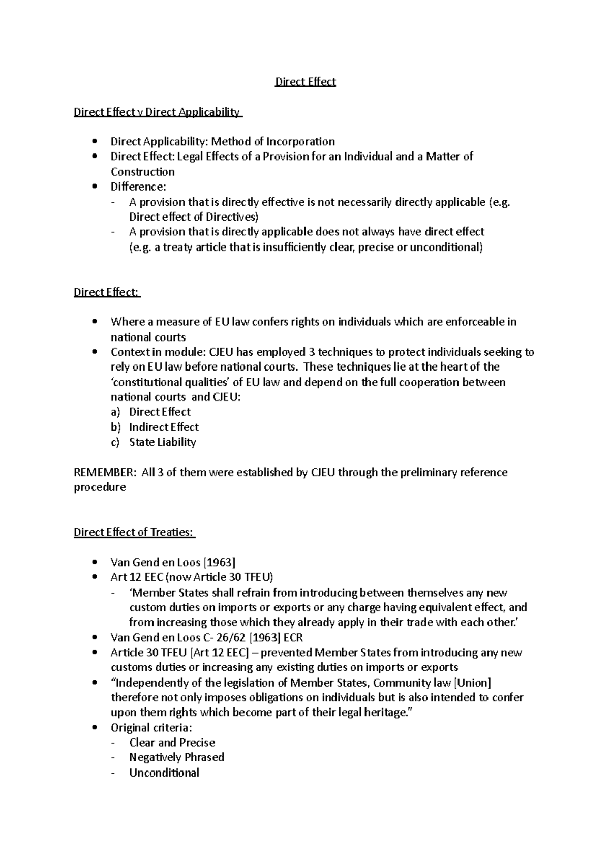 Direct Effect - Direct effect of Directives) A provision that is ...