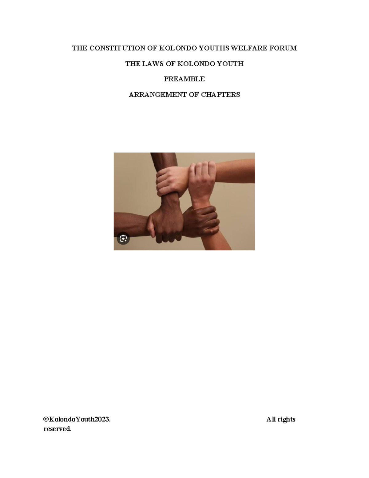 THE KY Constitution - THE CONSTITUTION OF KOLONDO YOUTHS WELFARE FORUM THE LAWS OF KOLONDO YOUTH ...