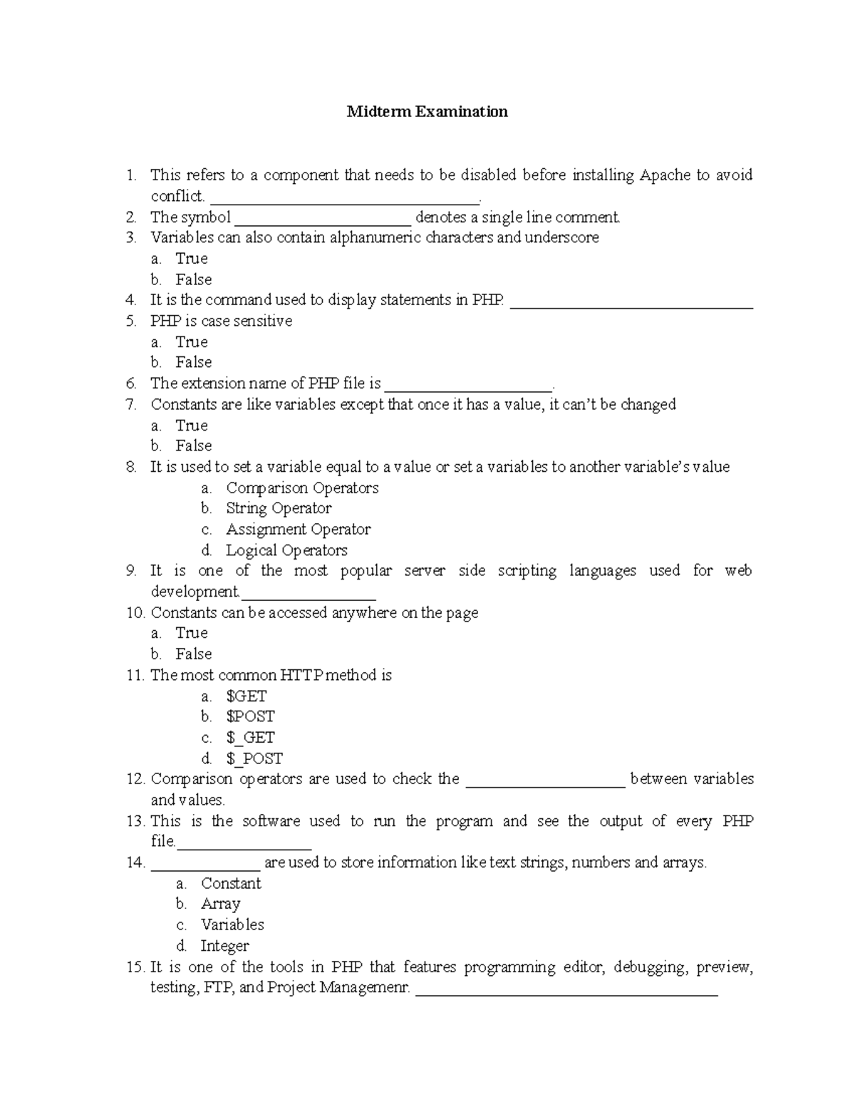 Midterm-Examination - dasdsa - Midterm Examination This refers to a ...