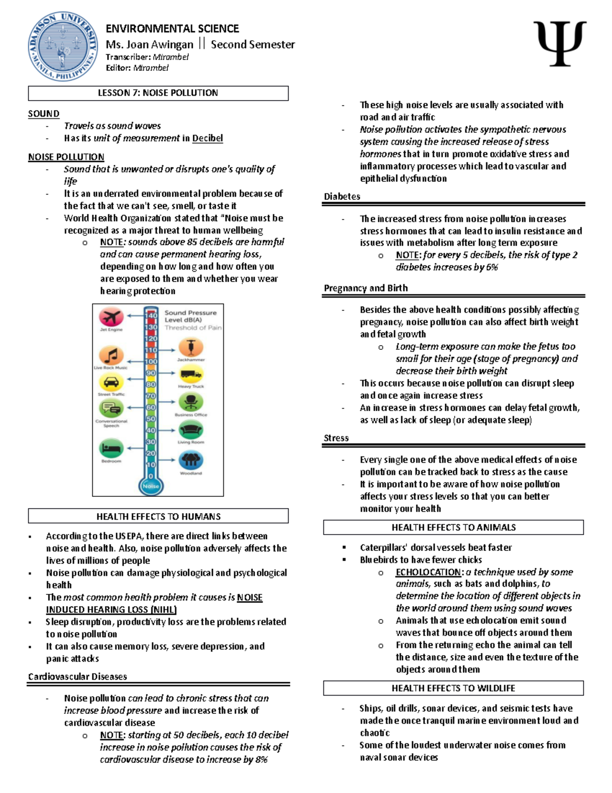 Environmental Science Lesson 7 - ENVIRONMENTAL SCIENCE Ms. Joan Awingan ...