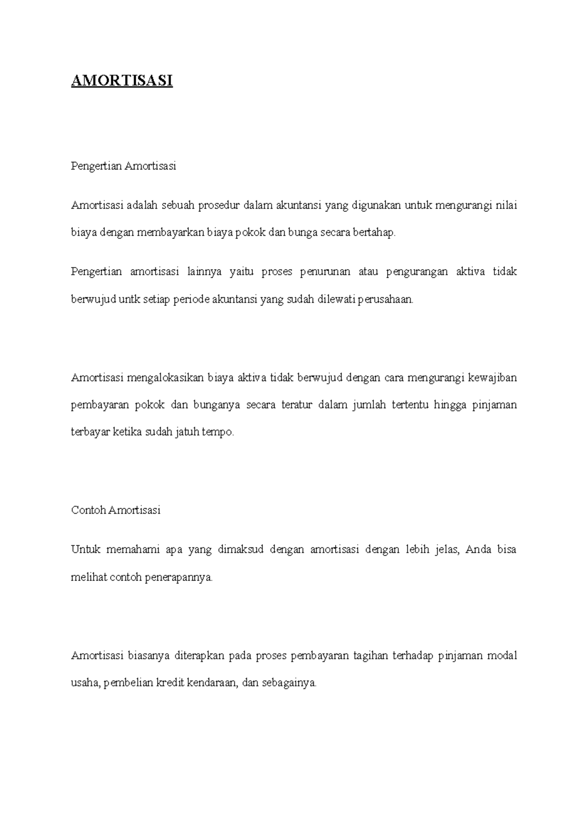 Catatan Amortisasi - AMORTISASI Pengertian Amortisasi Amortisasi adalah ...