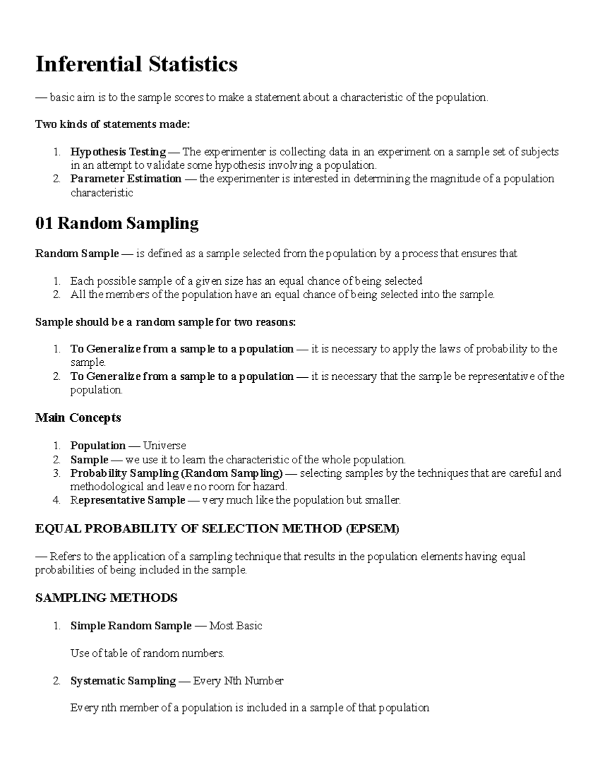 Psychological Statistics Inferential Statistics - Inferential ...