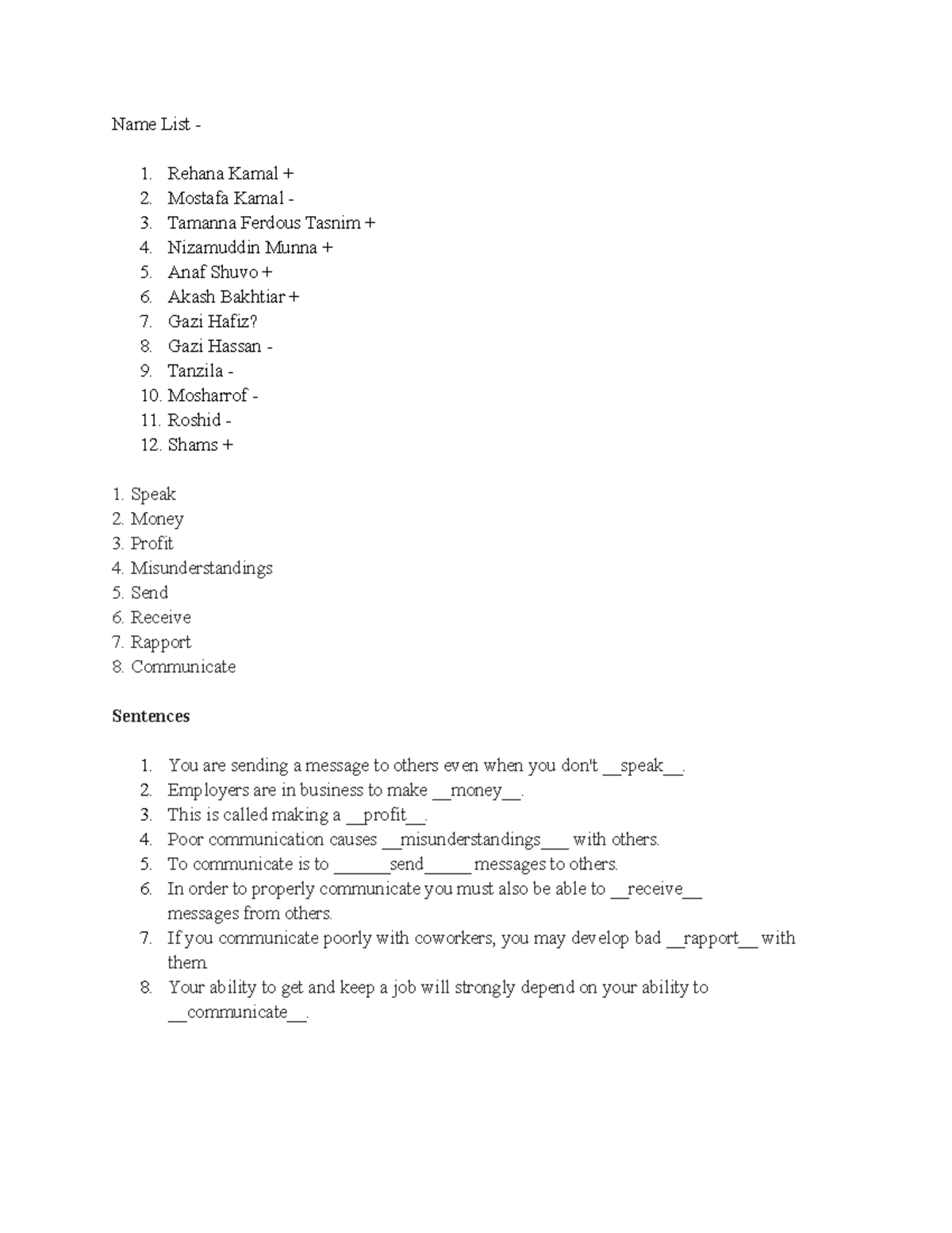 Assement - Assignment - Name List - Rehana Kamal + Mostafa Kamal ...