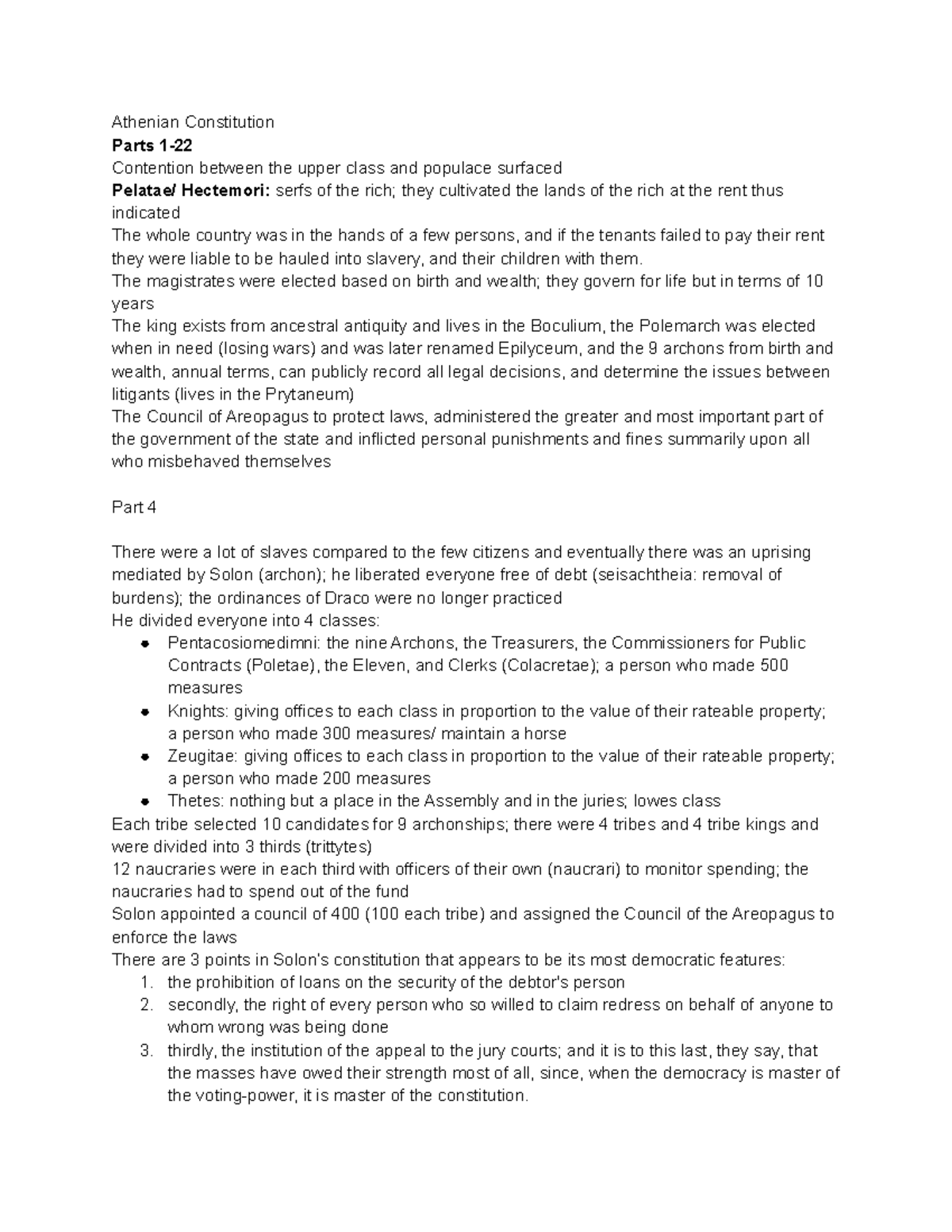 Athenian Constitution - Athenian Constitution Parts 1- Contention ...