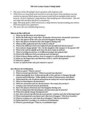 BIO Lab Exam 2 Study Guide - Biology 110 – Lab Exam 2 – Study Guide In ...