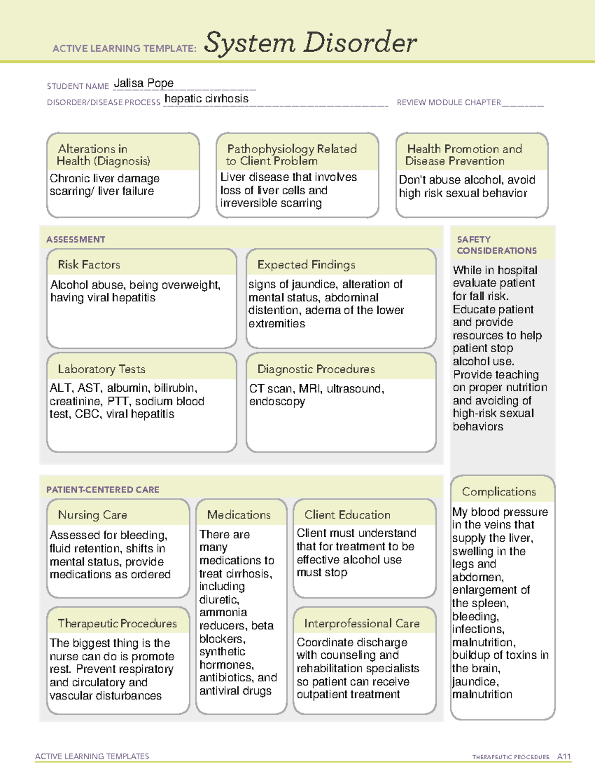 Hepatic cirrhosis - ati - ACTIVE LEARNING TEMPLATES TherapeuTic ...