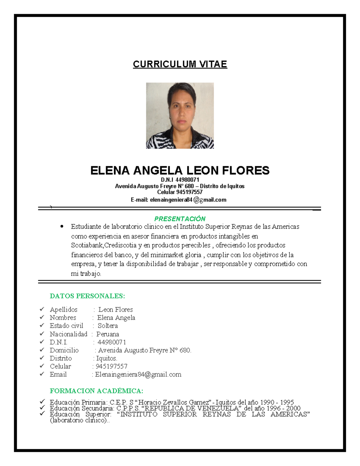 Elena CV 2024 actual - todo ok - CURRICULUM VITAE ELENA ANGELA LEON ...