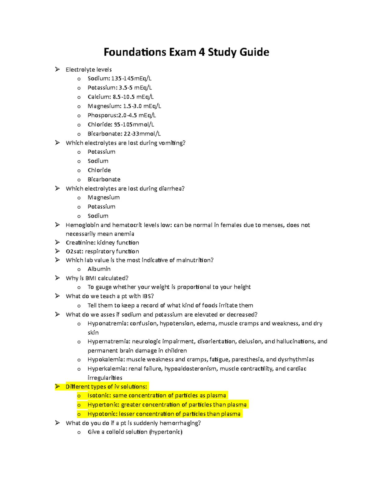 Foundations Exam 4 Study Guide - Foundations Exam 4 Study Guide ...