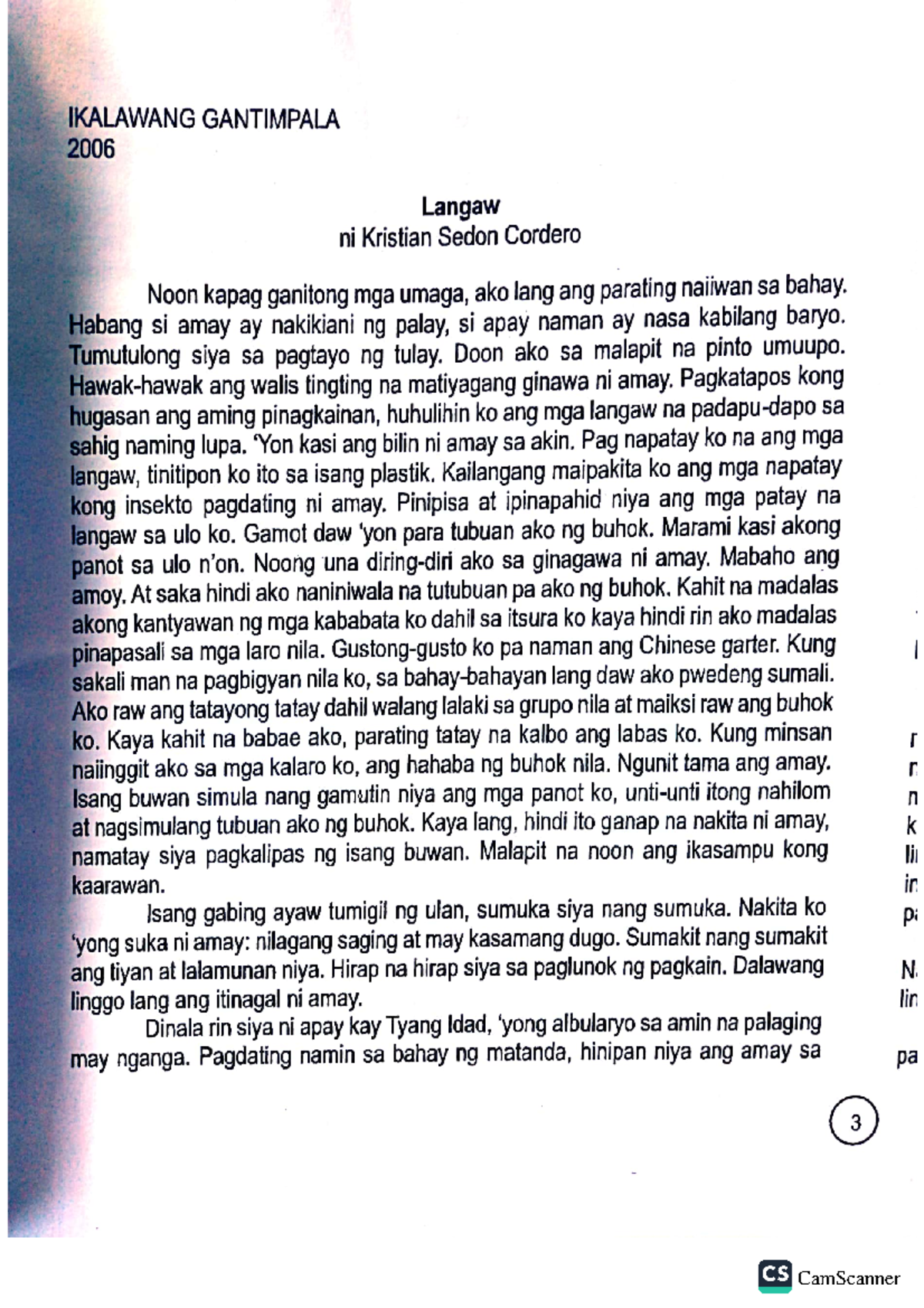 Langaw ni Kristian Sedon Cordero Updated Copy - Purposive Communication ...