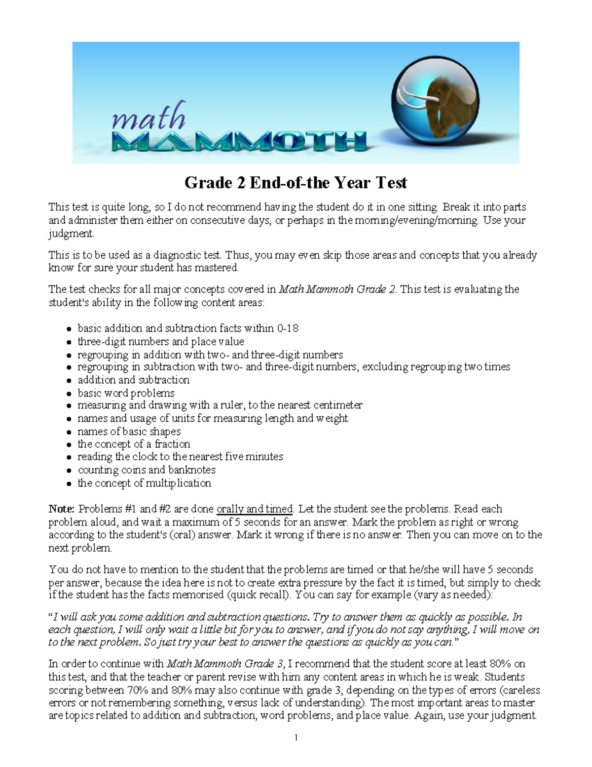 End of Year Test Grade 2 - End of year Test gr2 - Grade 2 End-of-the ...