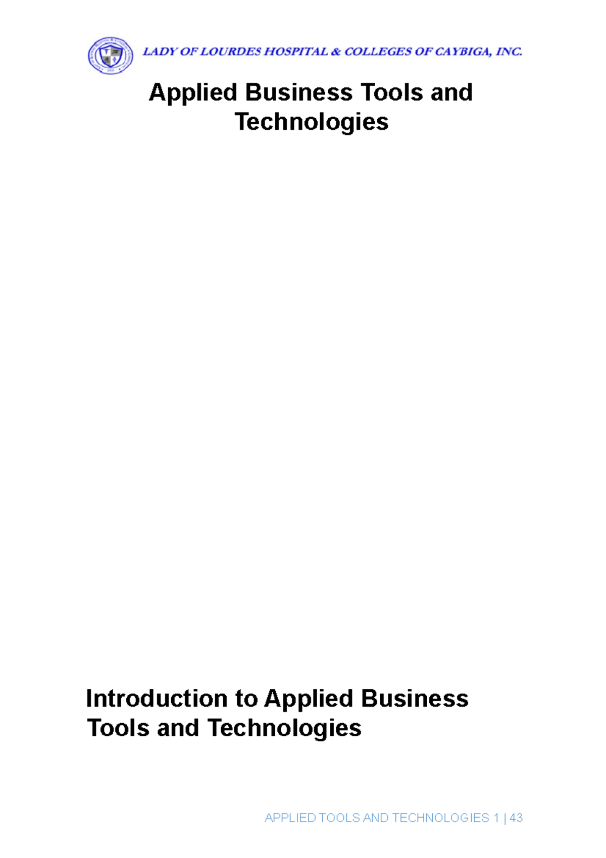 Applied Business Tools and Technologies - Applied Business Tools and ...