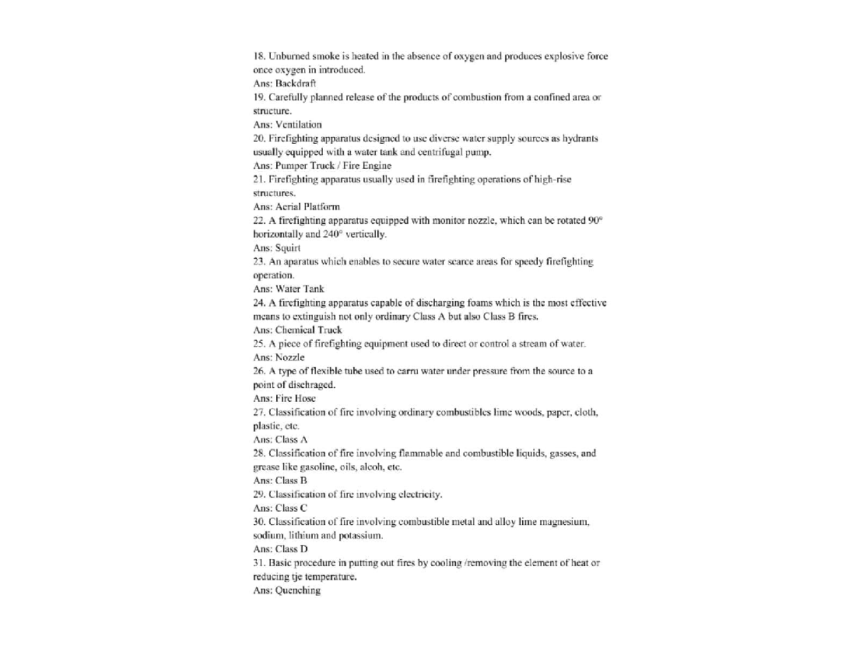 CSC-FOE Reviewer Fire Supression page 2 - BS Law Enforcement - Studocu