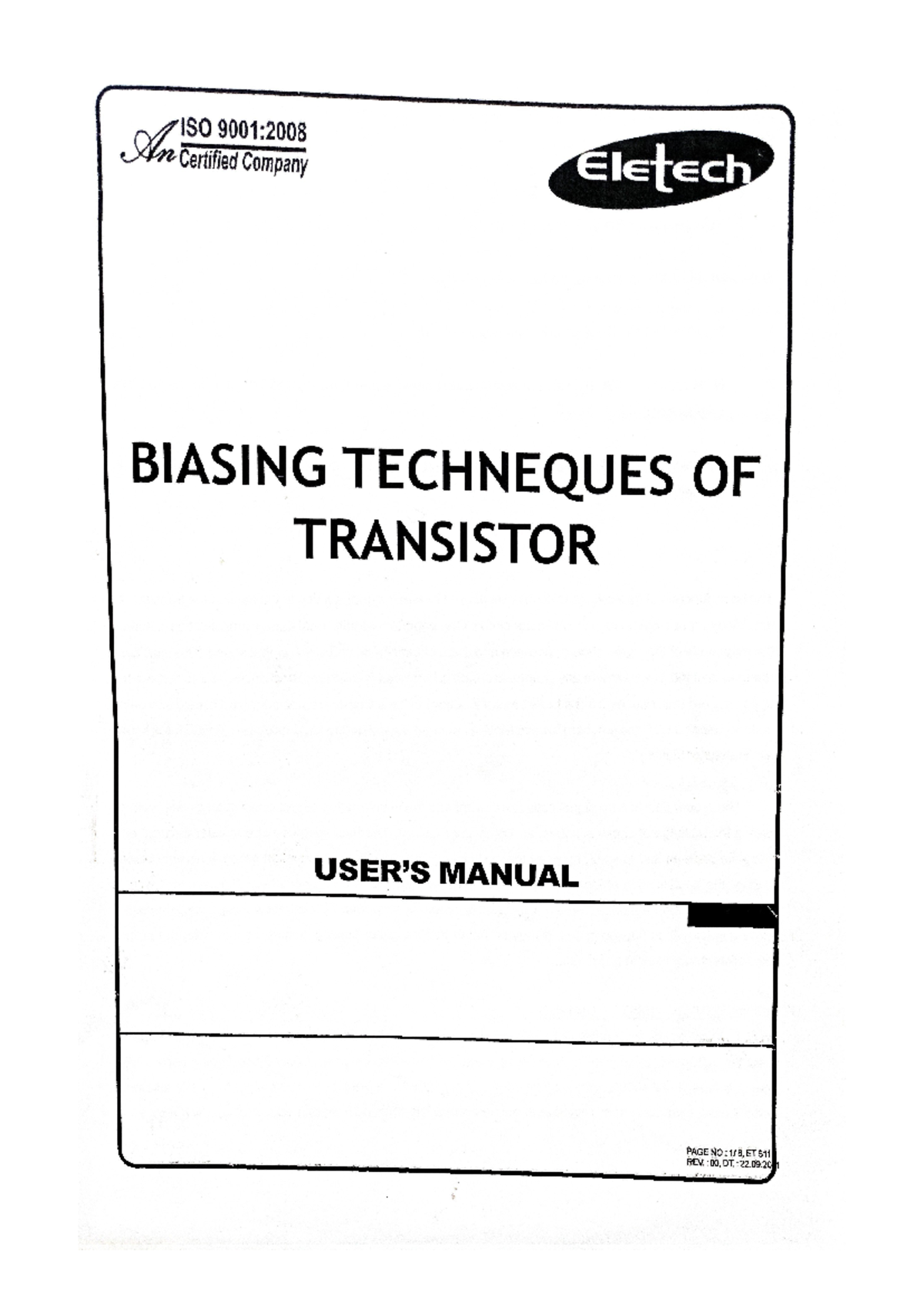Self Biasing Manual - Digital Electronics - Studocu