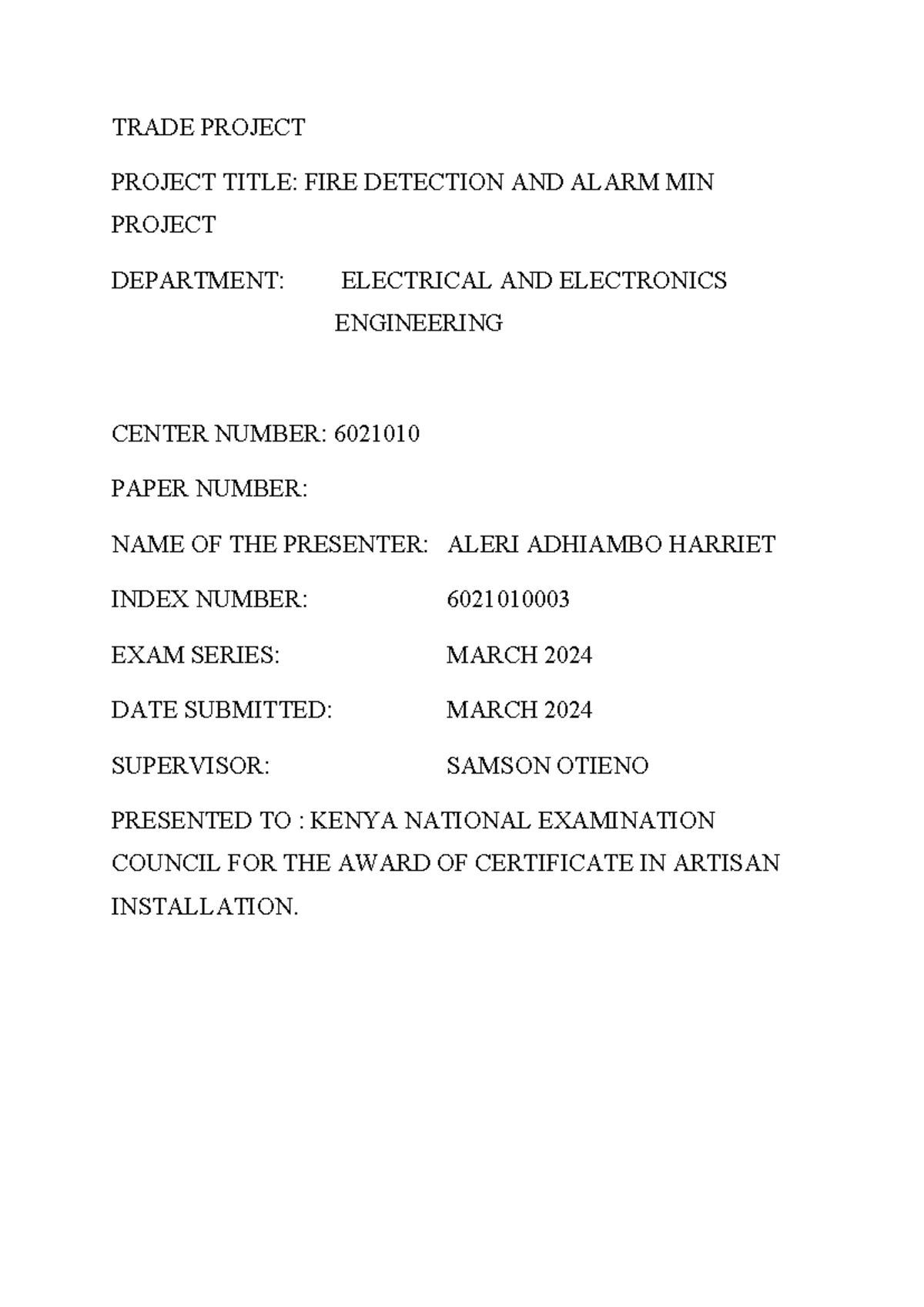 Harr - learning materials - TRADE PROJECT PROJECT TITLE: FIRE DETECTION ...