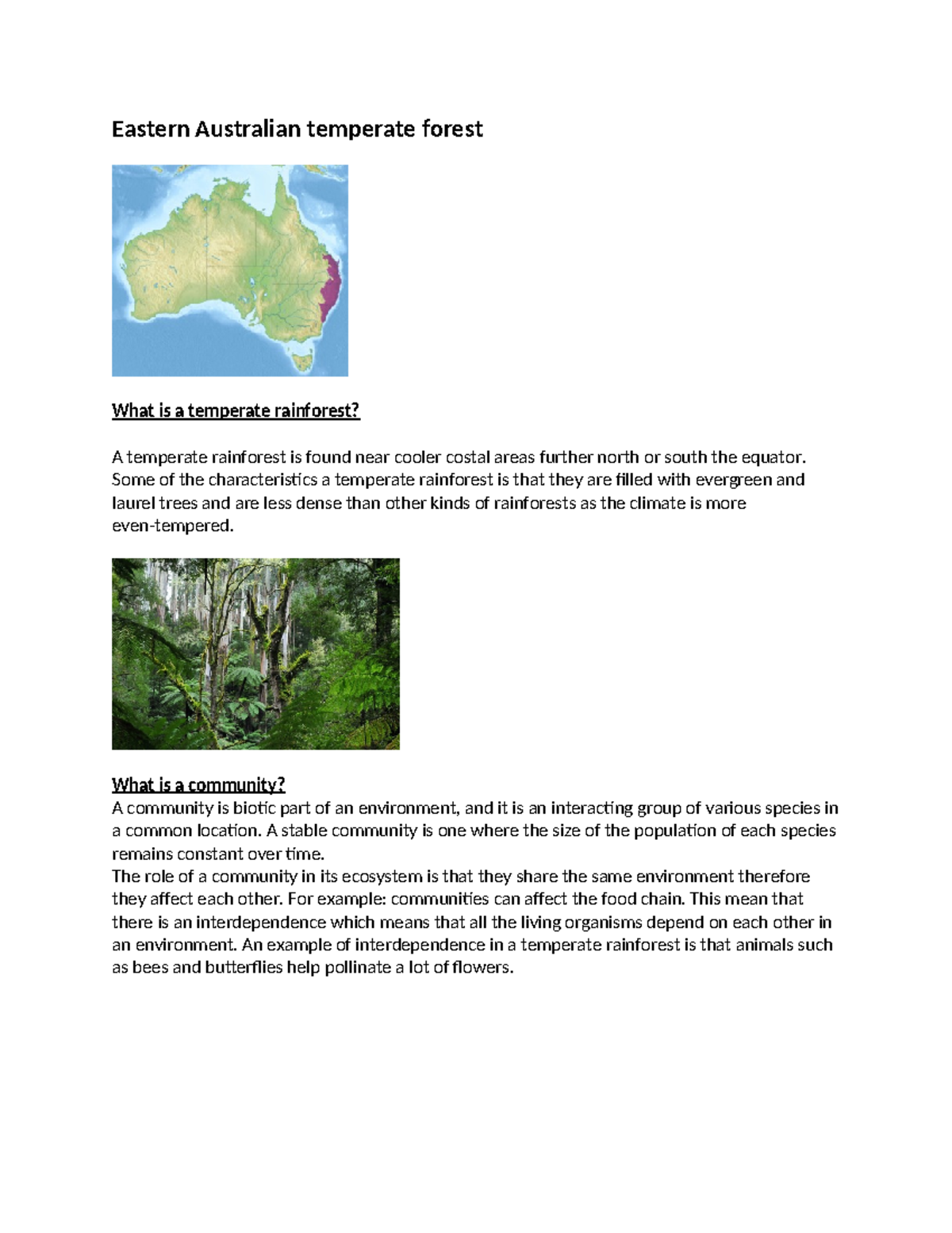 Bio eastern australian temperate forests - Eastern Australian temperate ...