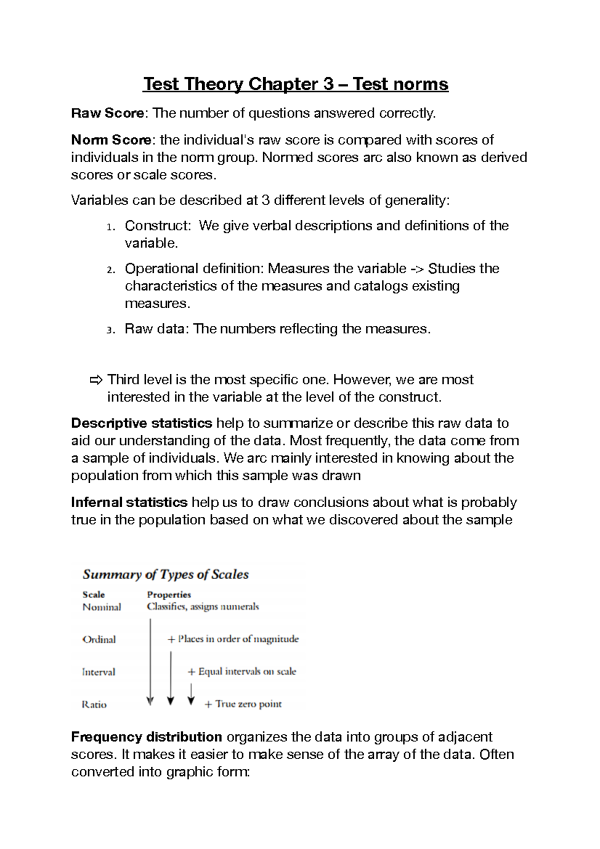 3rd Chapter Test Theory - Test Theory Chapter 3 – Test norms Raw Score ...