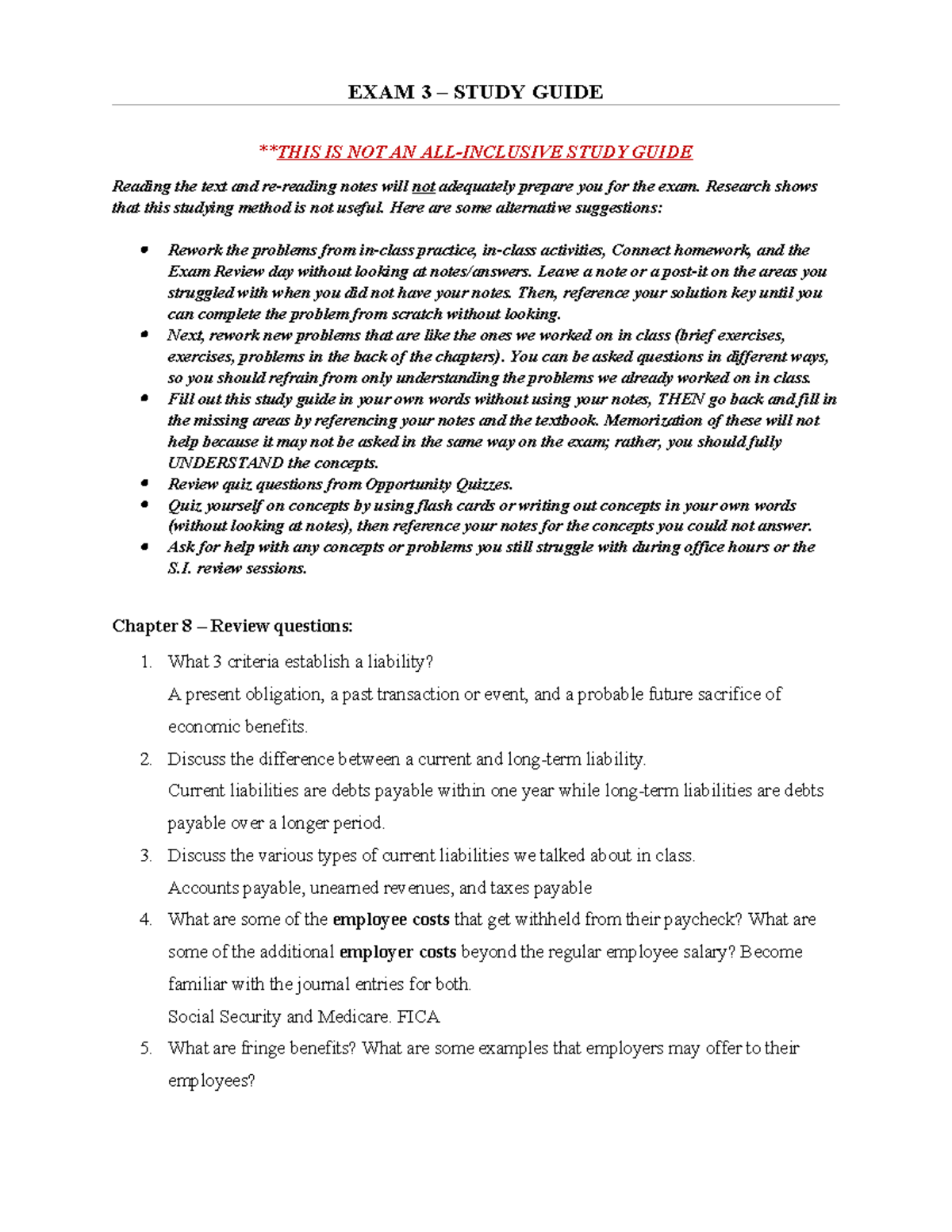 ACC 202 Exam 3 Study Guide - EXAM 3 – STUDY GUIDE **THIS IS NOT AN ALL ...