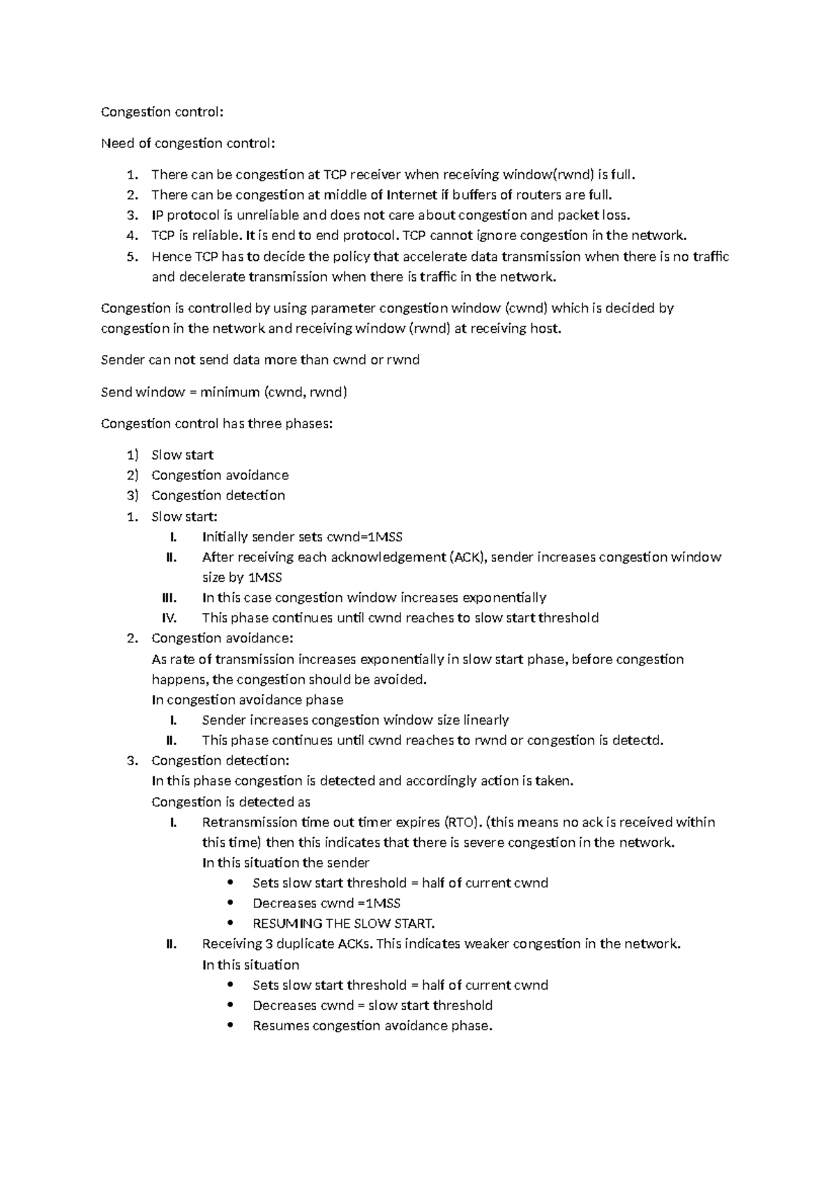 Tcp Congestion Control Congestion Control Need Of Congestion Control 1 There Can Be 