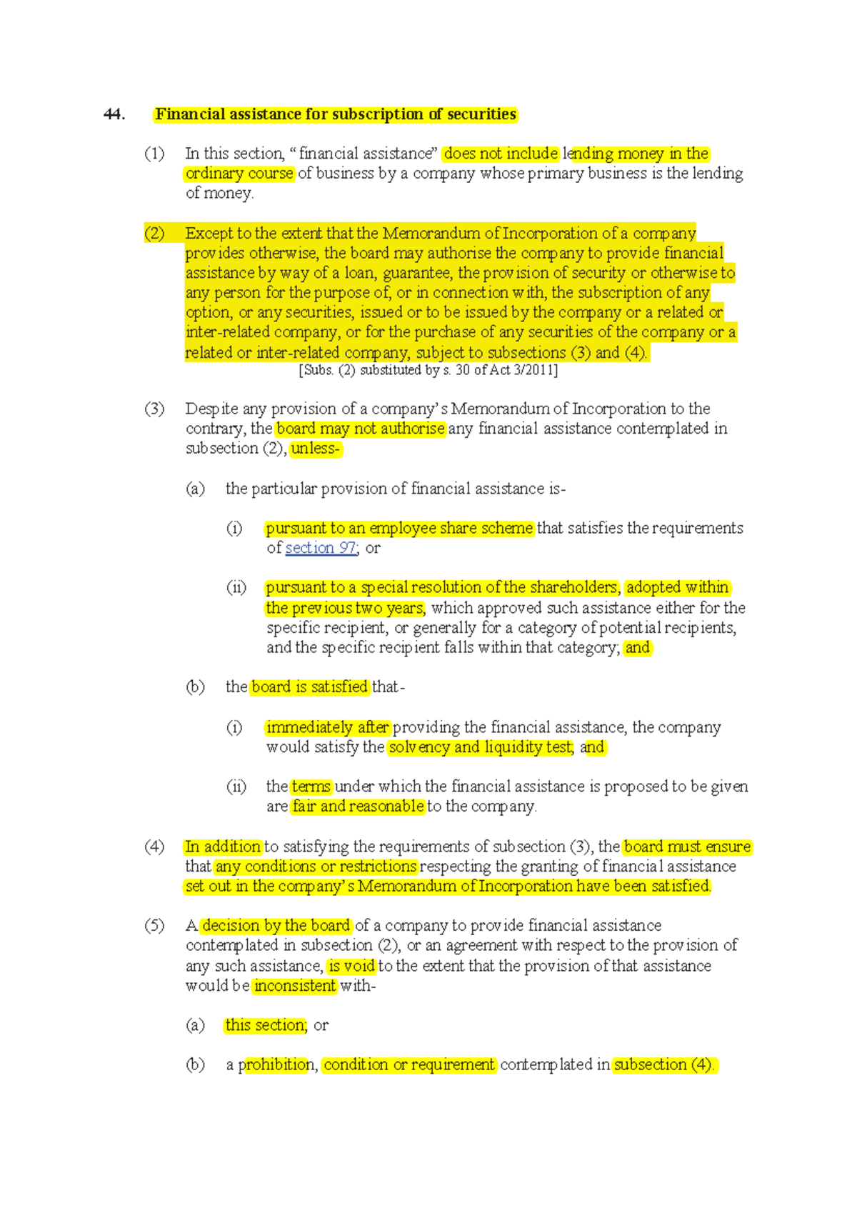 Companies Act 44 46 CORPORATE AUDIT 6 44 Financial Assistance For
