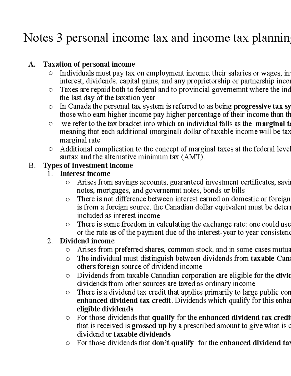 Notes 3 personal income tax and income tax planning - Warning: TT ...