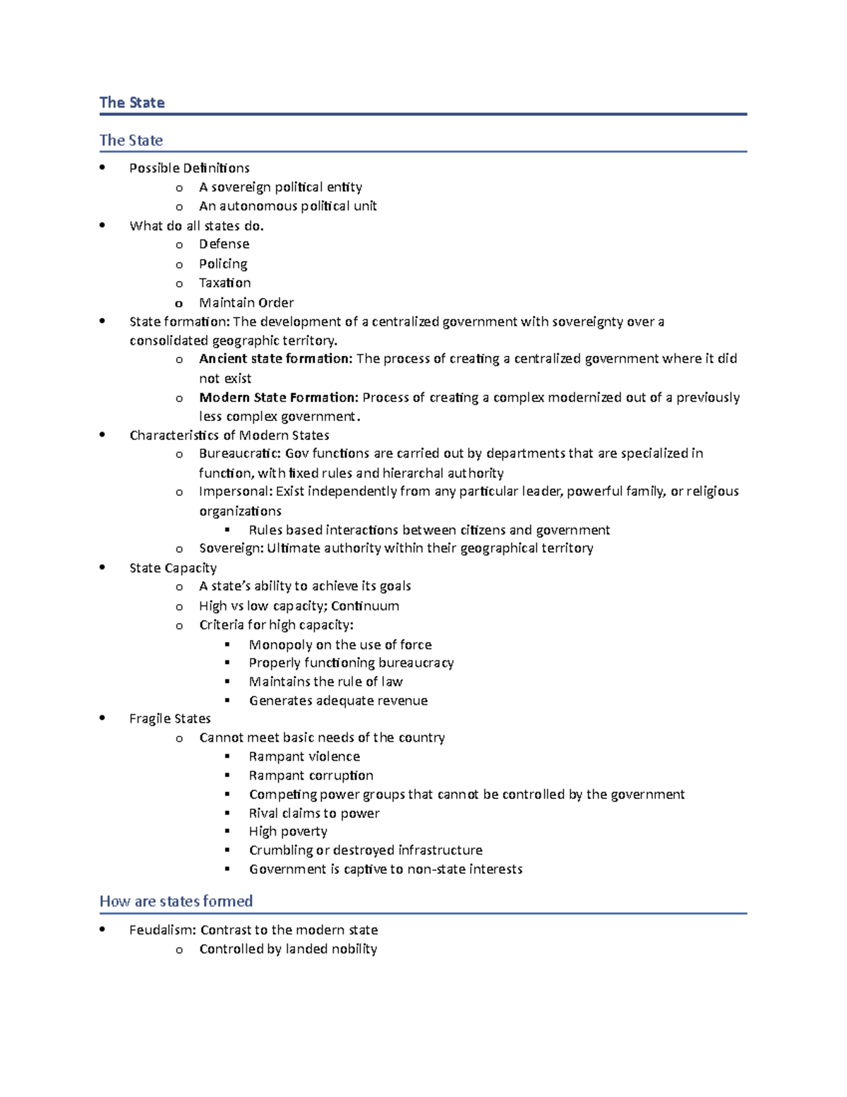 The State Notes - The State The State Possible Definitions o A ...