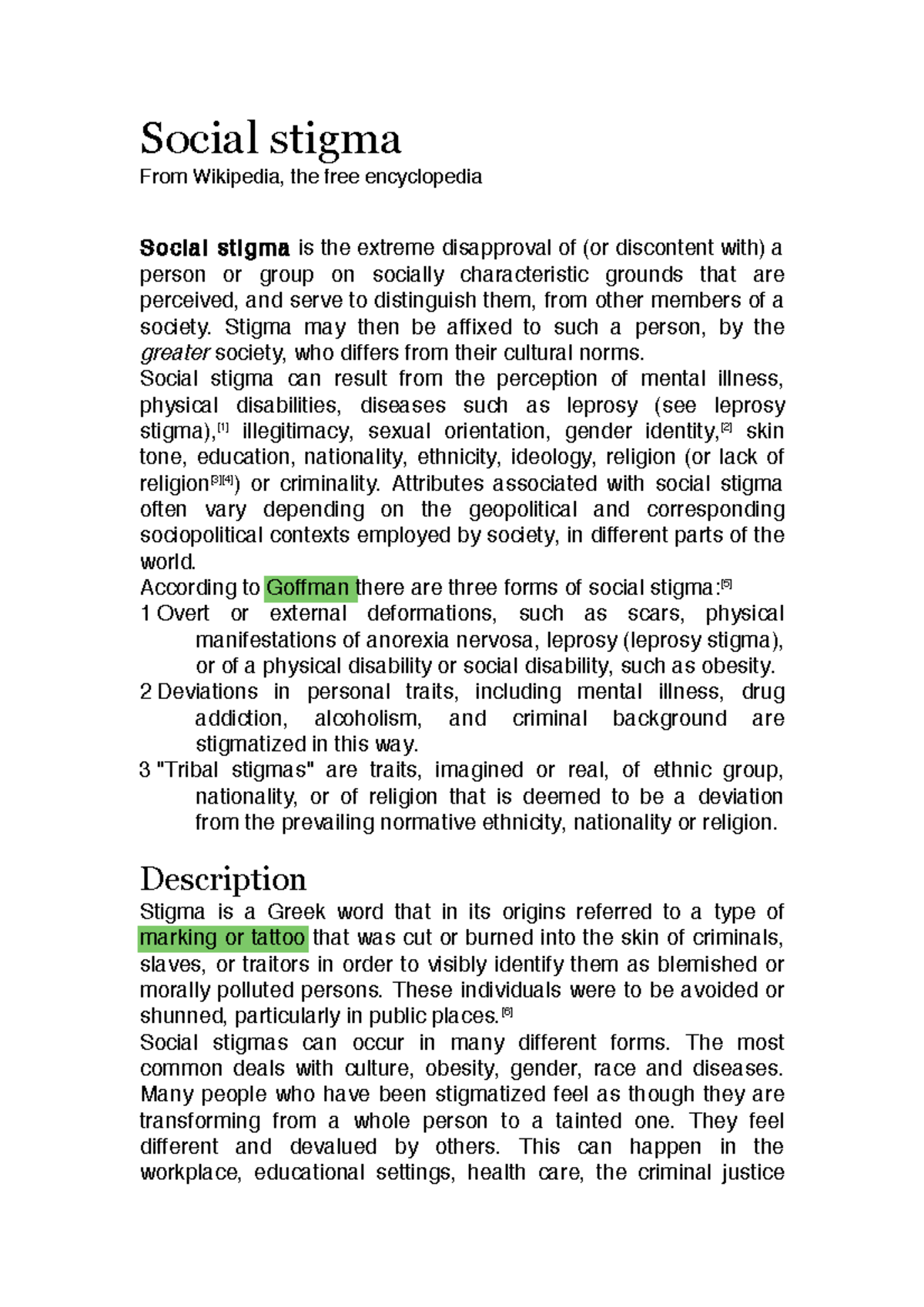 Copy of Social stigma wiki - Social stigma From Wikipedia, the free ...