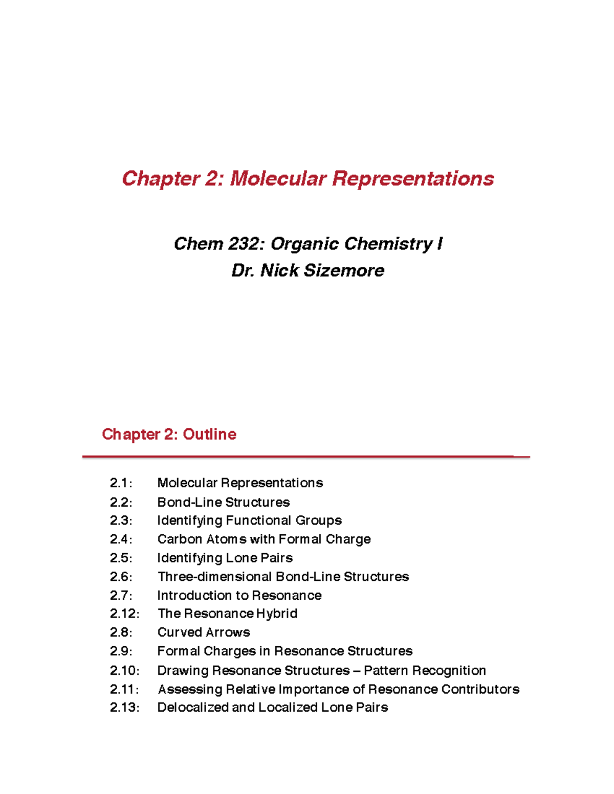 Chem232 Ch02 2page - Sizemore - Chapter 2: Molecular Representations ...
