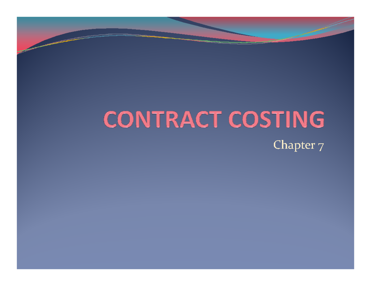 Cost Accounting Notes - Chapter CONTRACT COSTING AND JOB COSTINGCOSTING ...