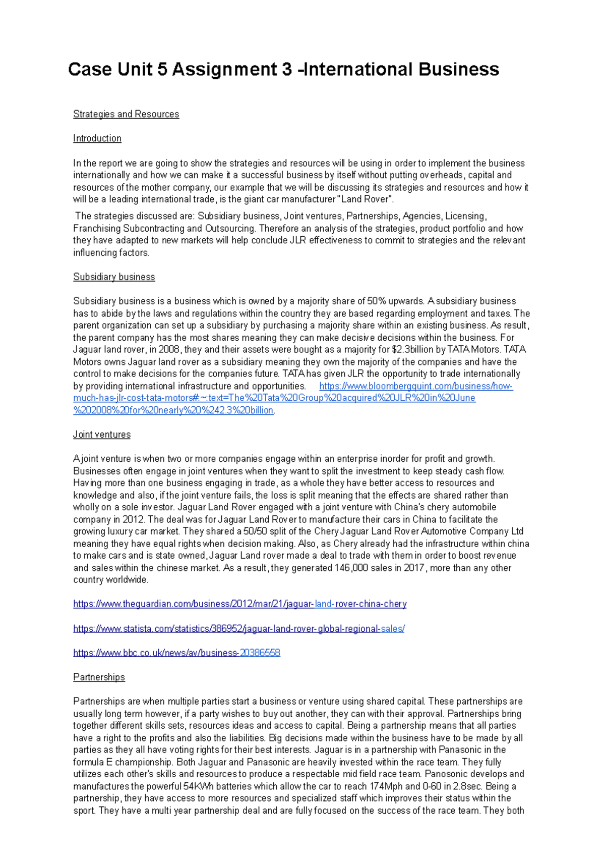 Working unit-5-assignment-3-international-business - Case Unit 5 ...