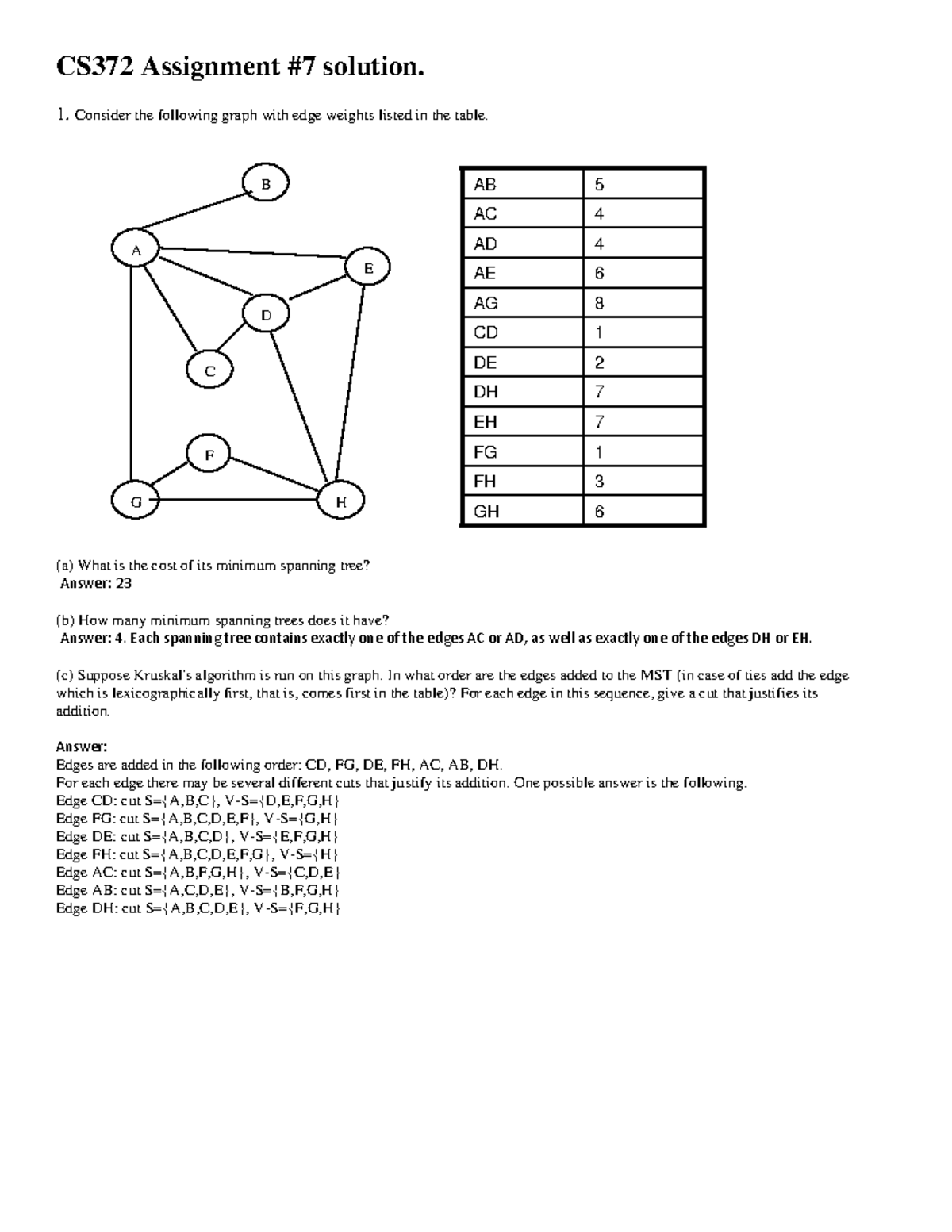 372 Homework 7 solutions - CS372 Assignment solution. 1. Consider the ...