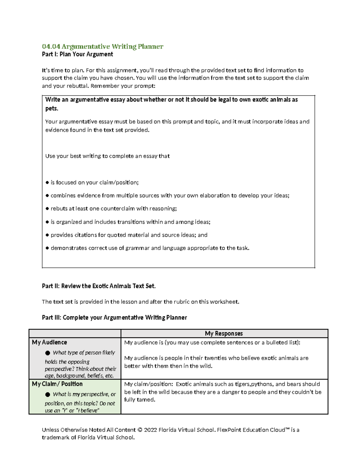 04 04 argumentative writing planner 3 - 04 Argumentative Writing ...