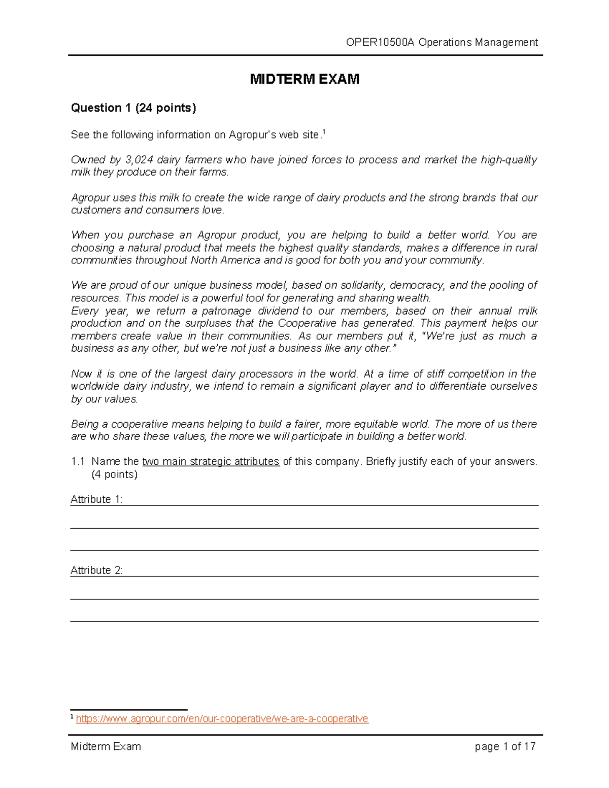 Mid term exam for review - MIDTERM EXAM Question 1 (24 points) See the ...