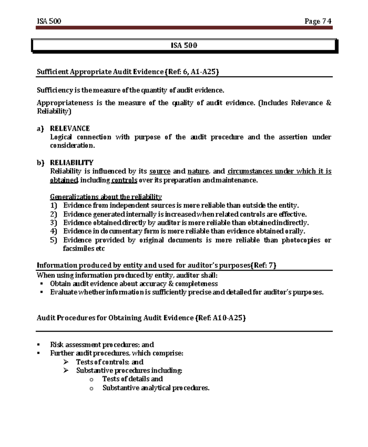 500 Series - ISA 500 Sufficient Appropriate Audit Evidence (Ref: 6, A1 ...