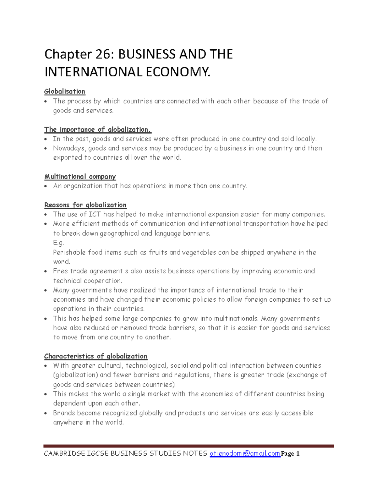 Business AND THE International Economy - Chapter 26: BUSINESS AND THE ...