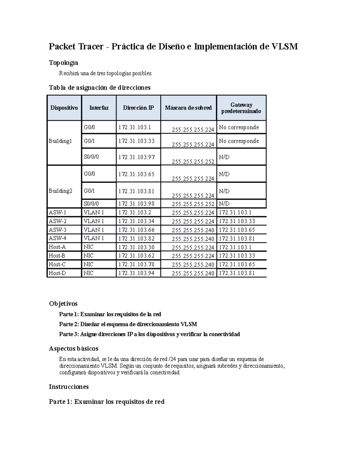 S09.s1 - Resolver ejercicios-Redes - Packet Tracer - Práctica de Diseño e Implementación de VLSM ...