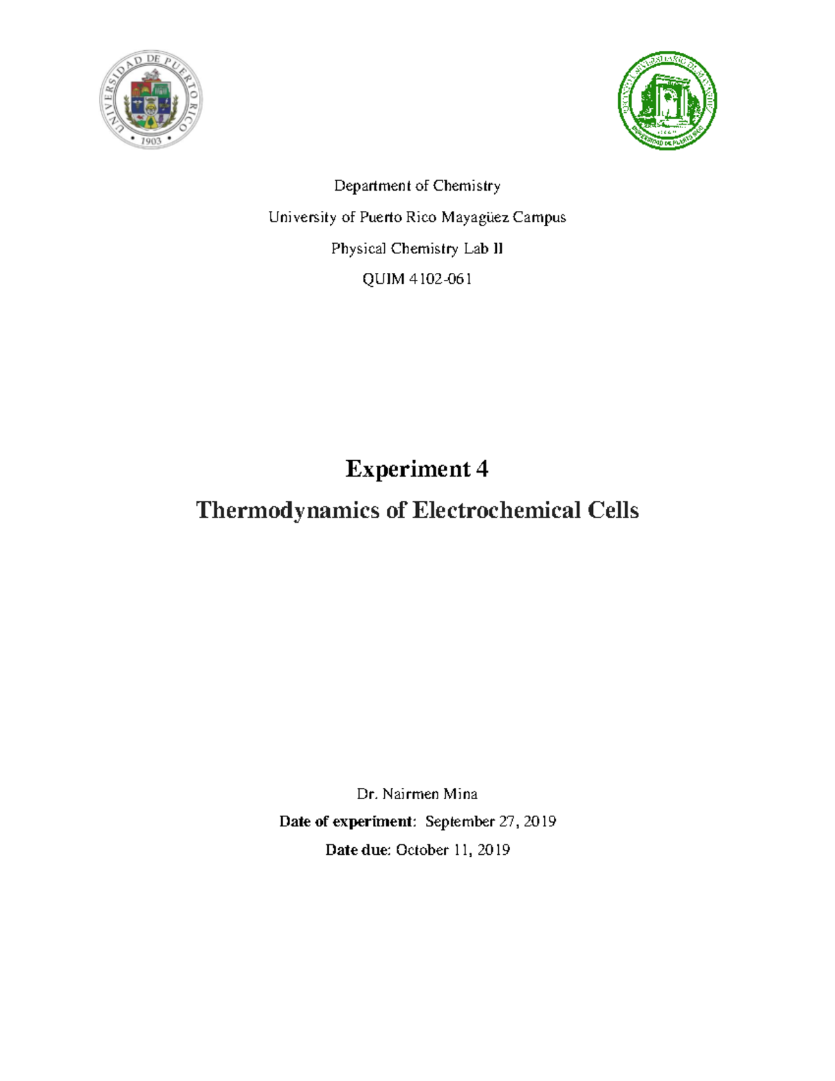 Full Report Electrochemical Cells [Daniells Cell Experimet + Theory ...