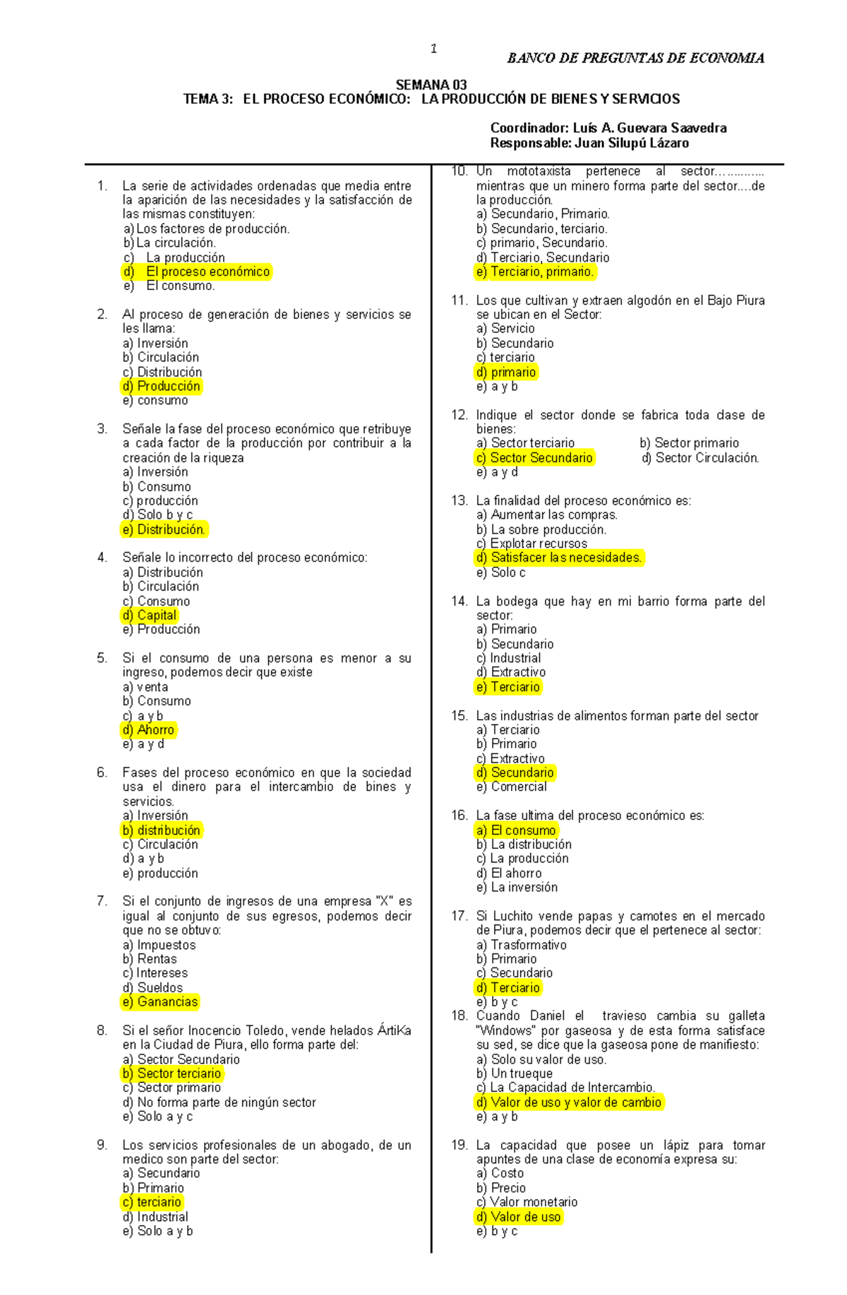 Scribd - BANCO DE PREGUNTAS DE ECONOMIA 1 SEMANA 03 TEMA 3: EL PROCESO ECONÓMICO: LA PRODUCCIÓN ...