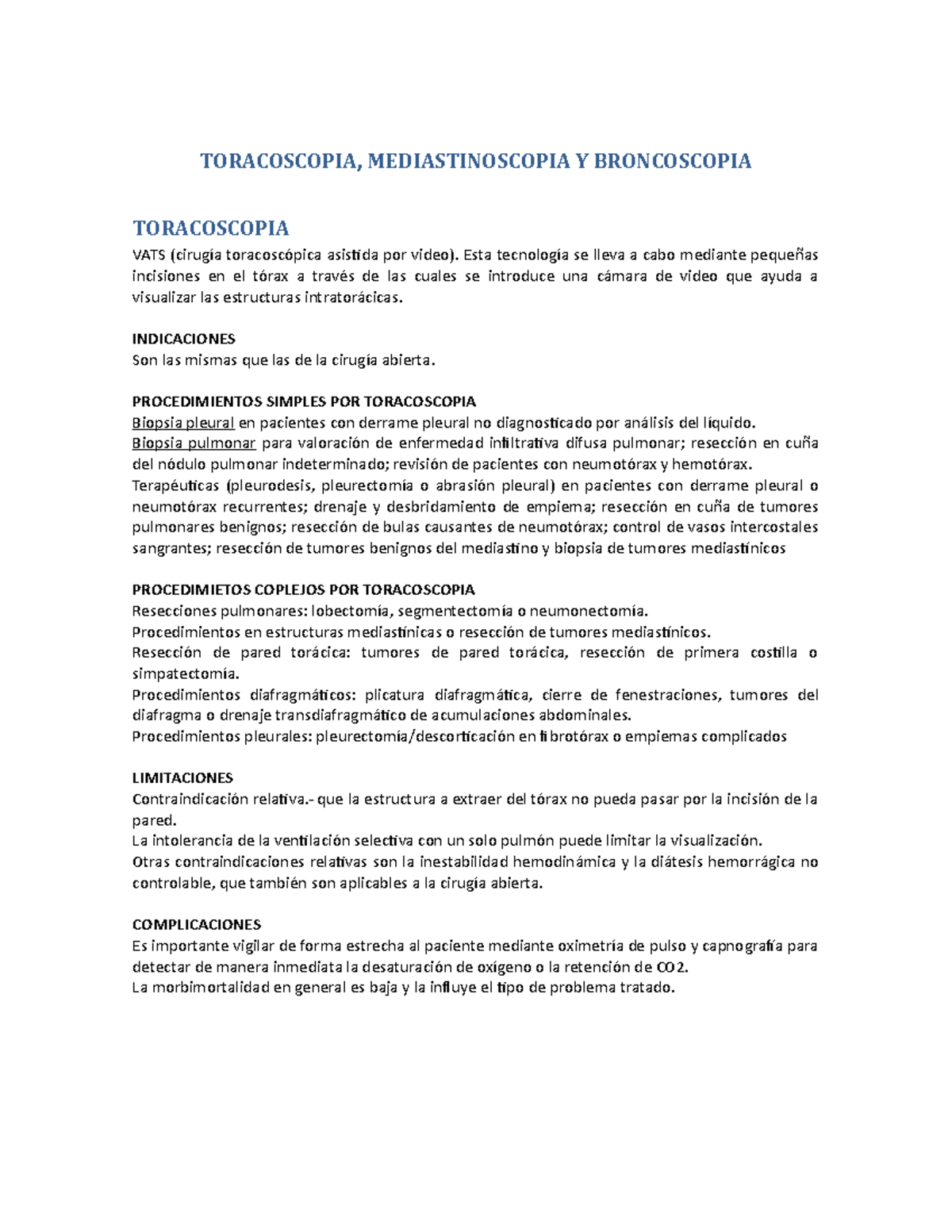 10. Toracoscopia, Mediastinoscopia Y Broncoscopia - TORACOSCOPIA ...