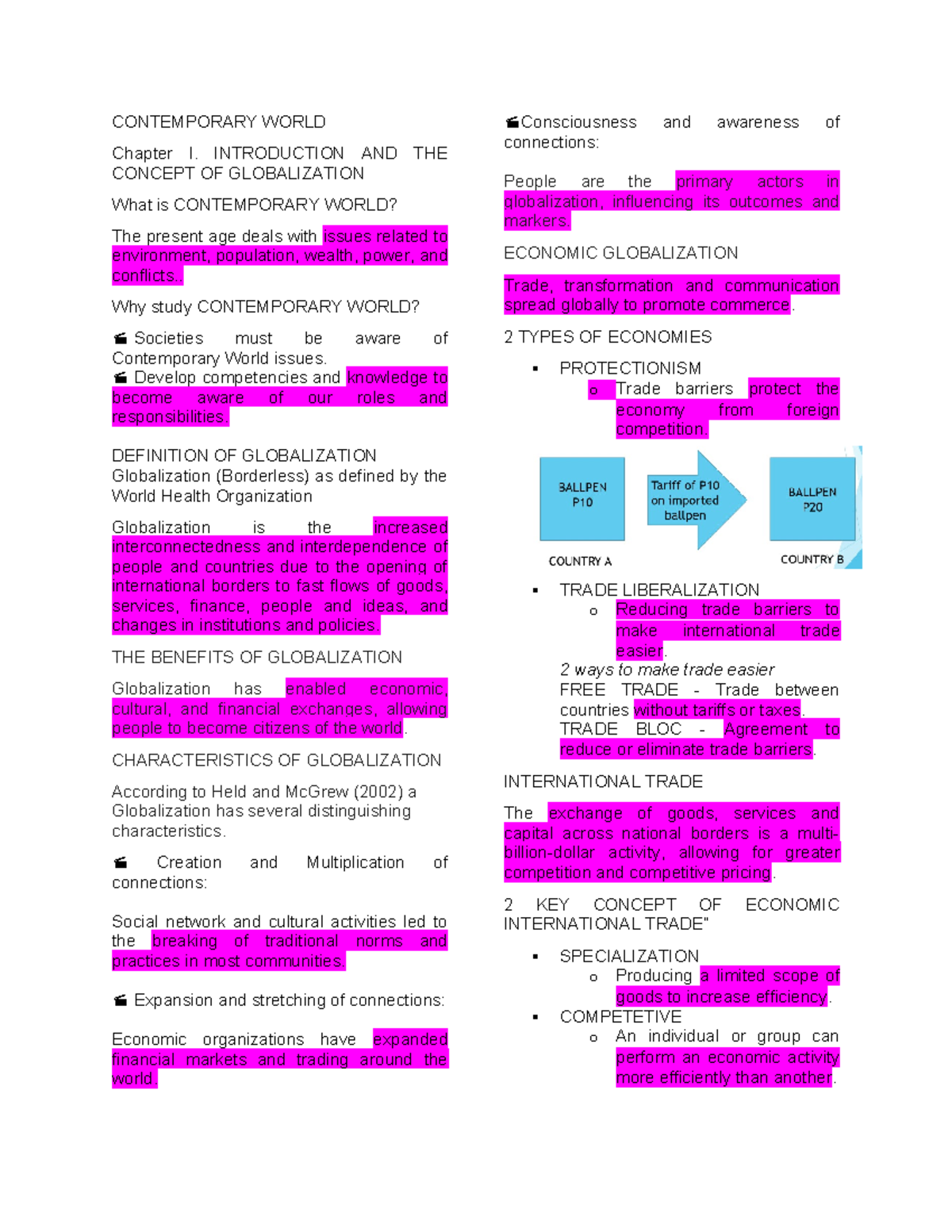 Contemporary World Reviewer - CONTEMPORARY WORLD Chapter I ...