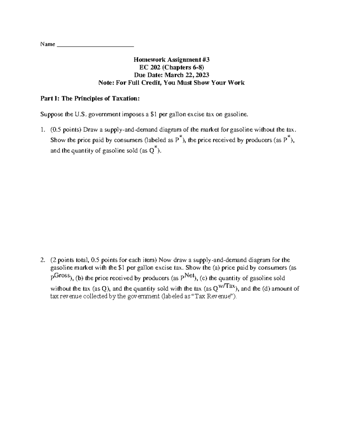 Homework Assignment #3 - Name _________________________ Homework ...