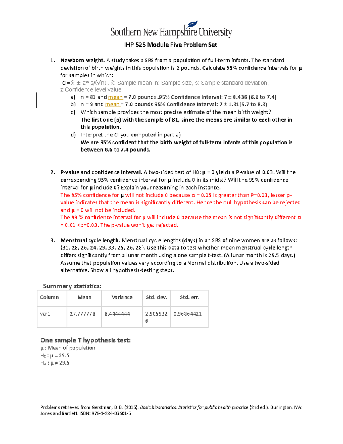 IHP525-Module+Five+Problem set -confidence intervals homework - IHP 525 ...