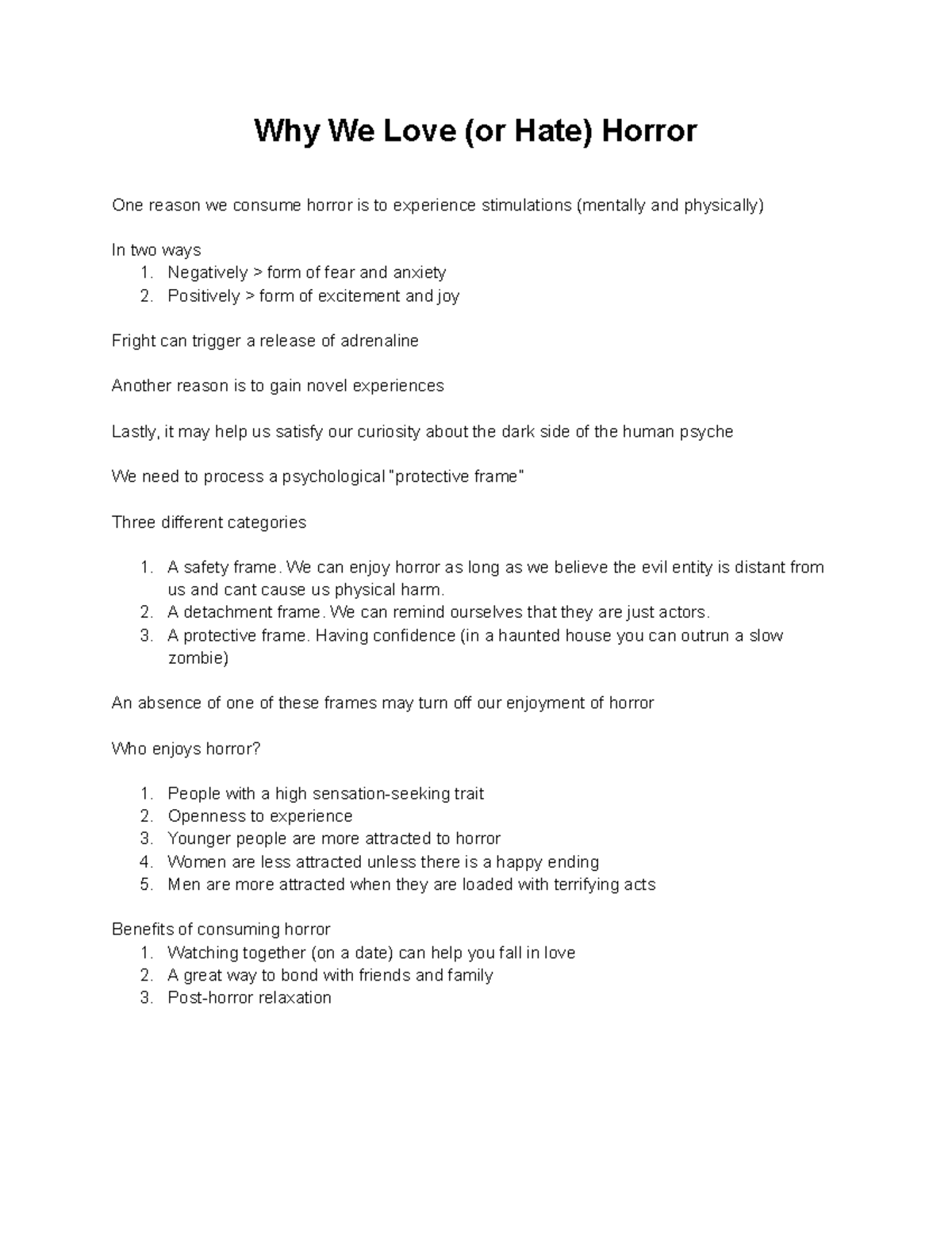 Why We Love (or Hate) Horror - Negatively > form of fear and anxiety2 ...