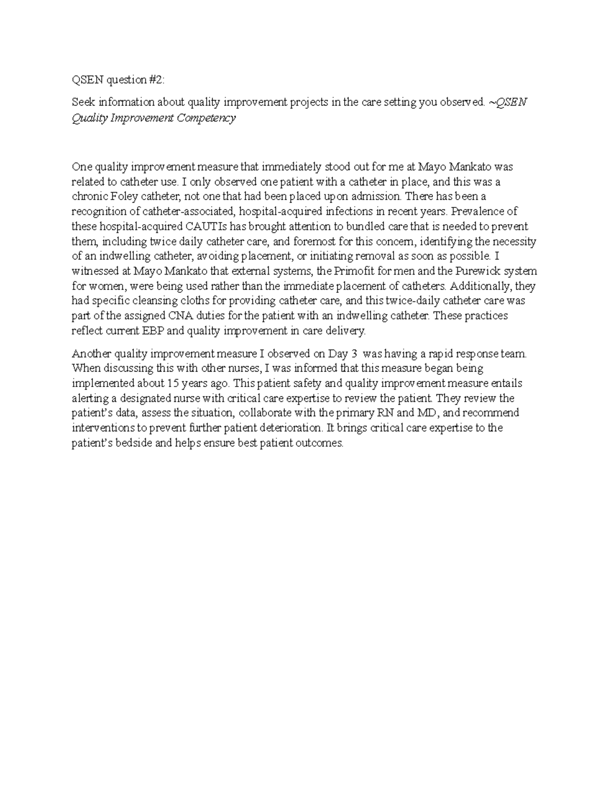 QSEN question 2 KConrad - QSEN question #2: Seek information about ...